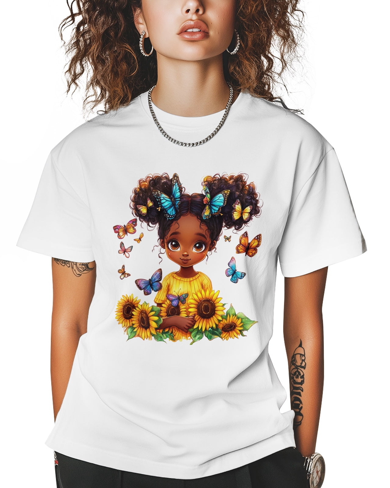 Beautiful Black Woman T Shirts for Women Short Sleeve Cotton Crewneck T ...