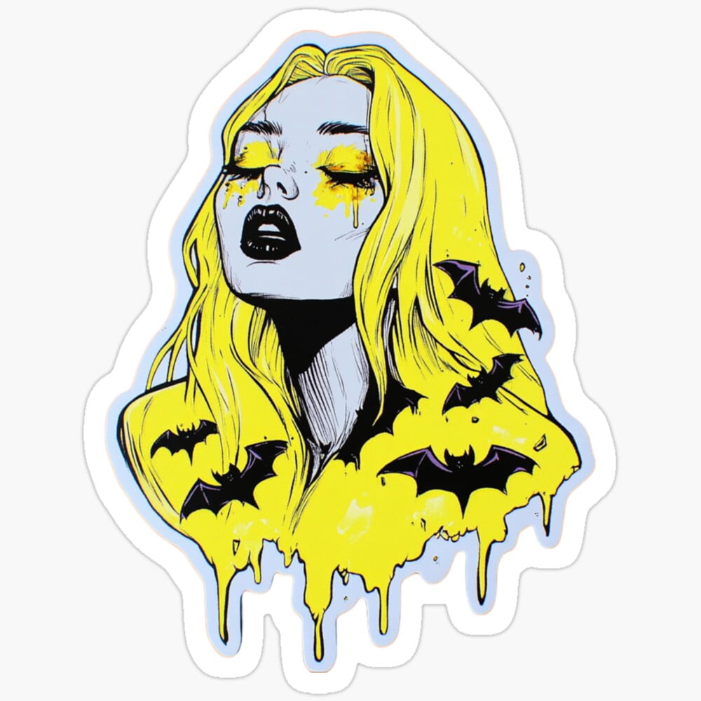 Beautiful Blonde Woman Bat Hair Stickerphone Decal Water Bottle ...