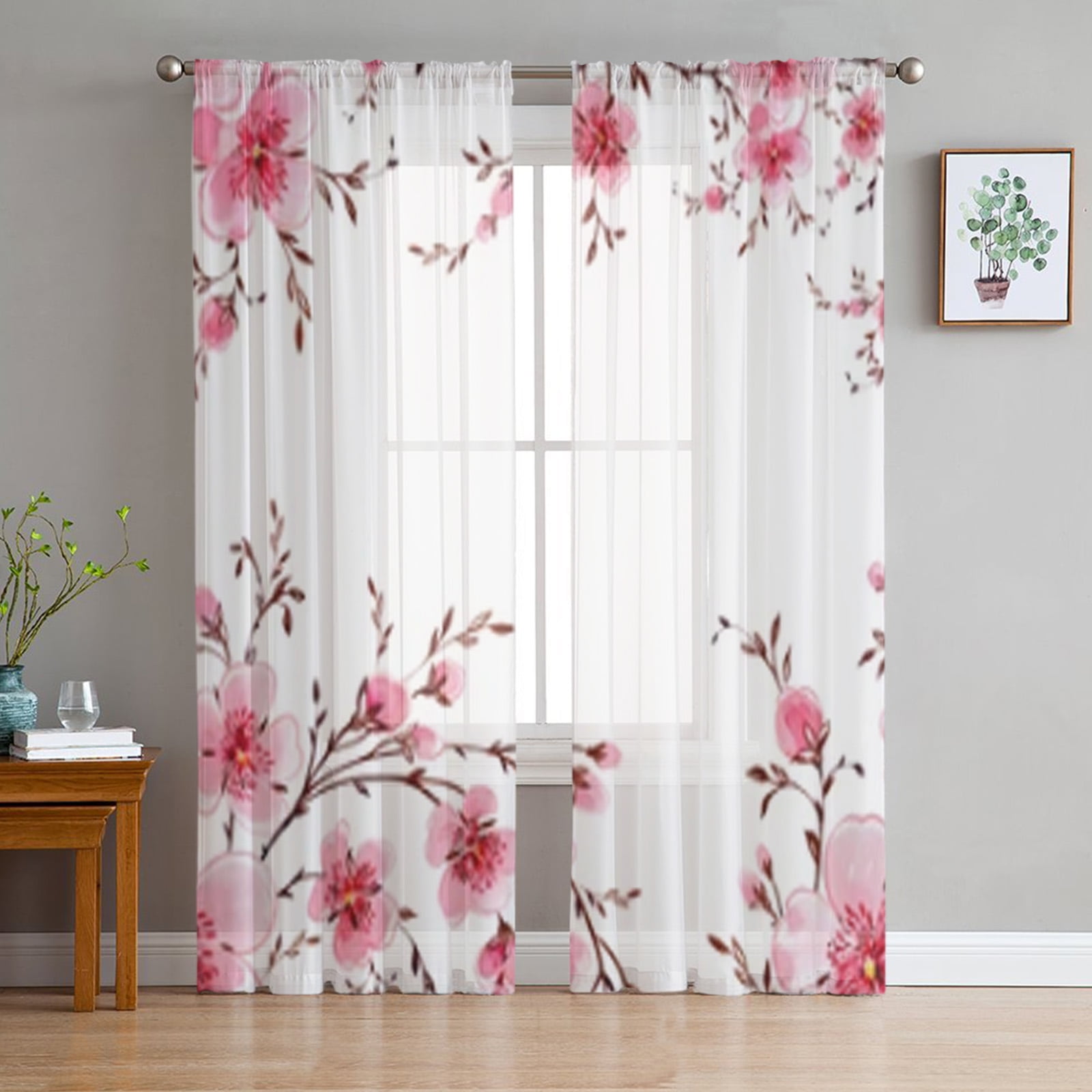 Beautiful Blooming Branches Tulle Window Curtain For Living Room ...