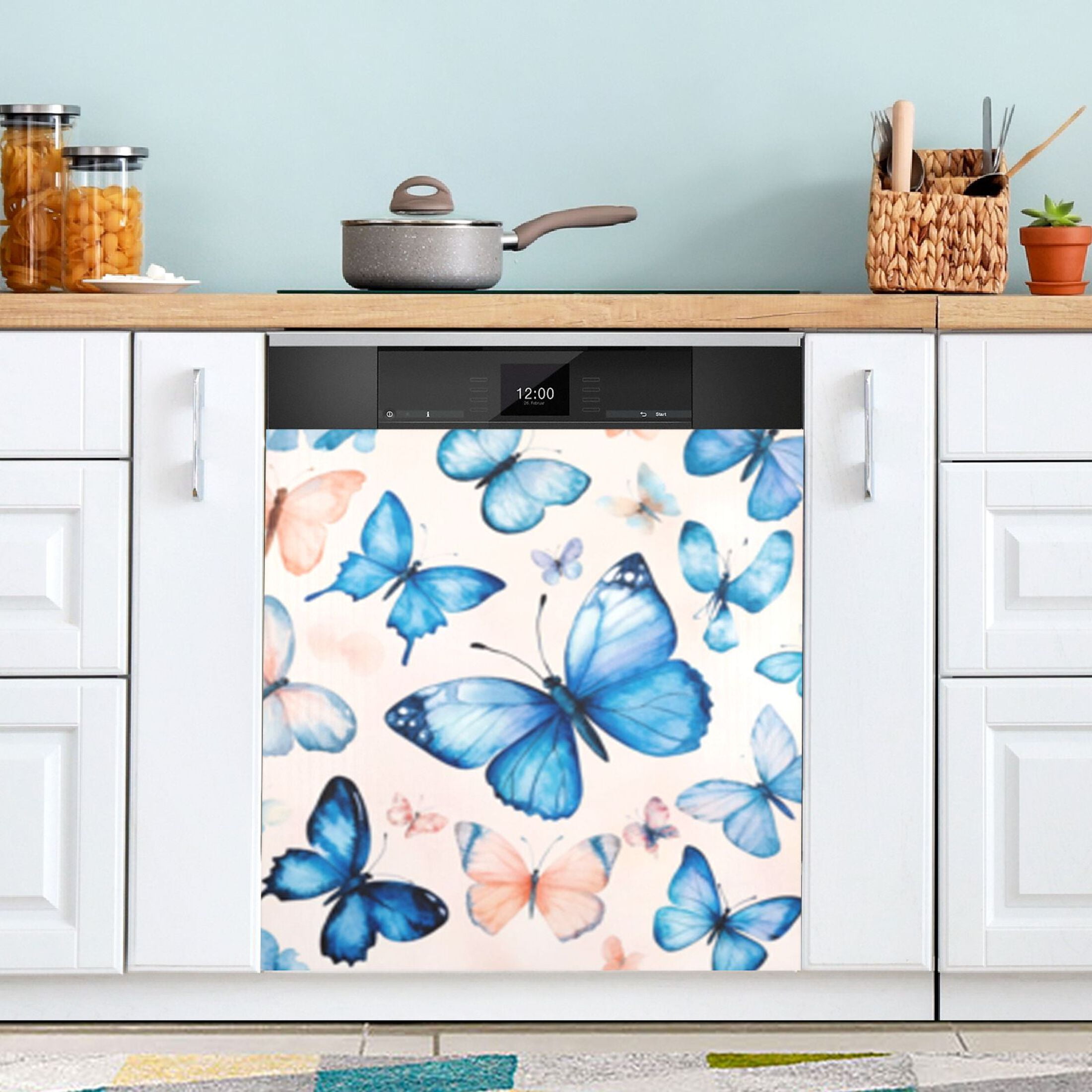 Beautiful Blue Butterflies Dishwasher Magnet Cover Reuseable ...