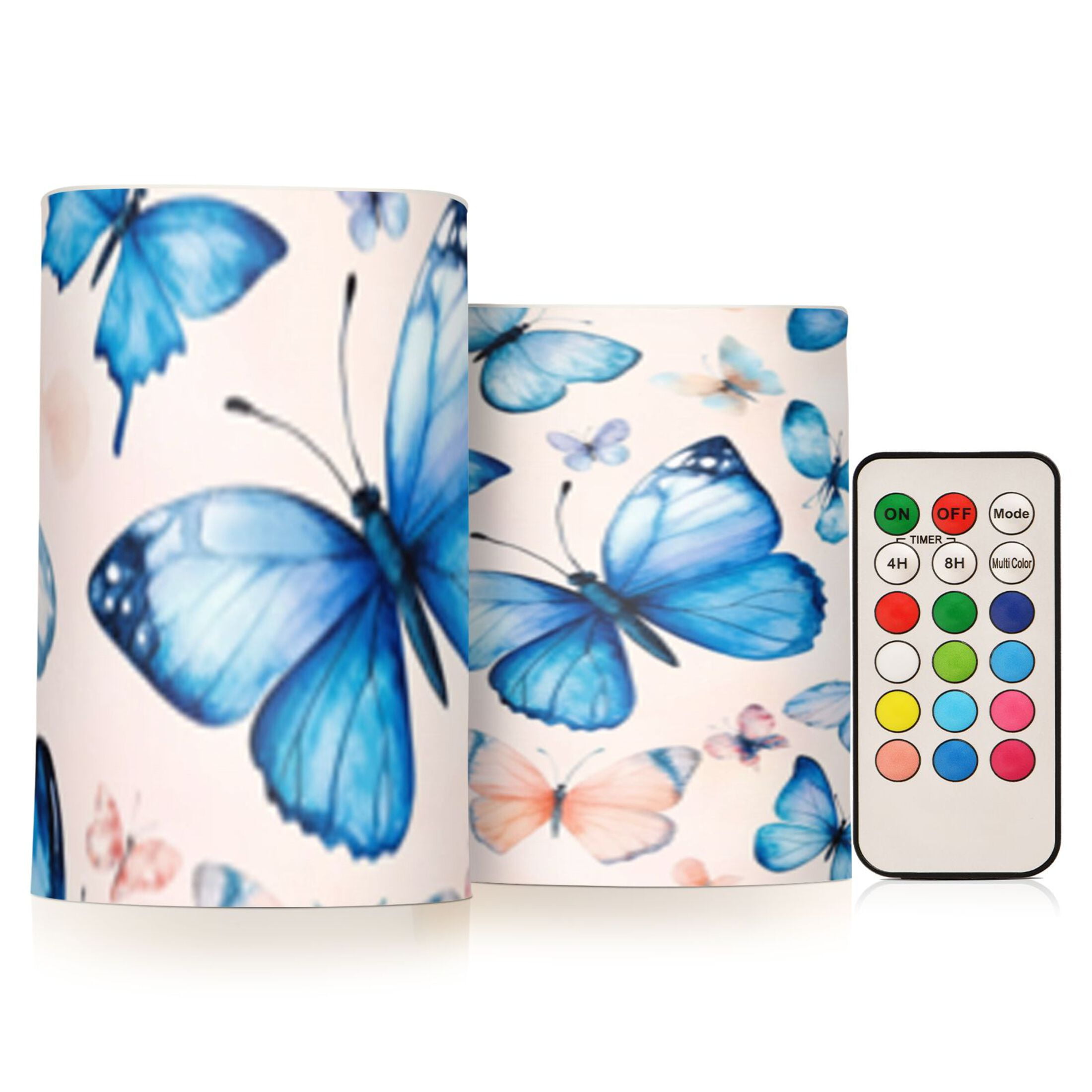 Beautiful Blue Butterflies Flickering Flameless Candles Battery ...