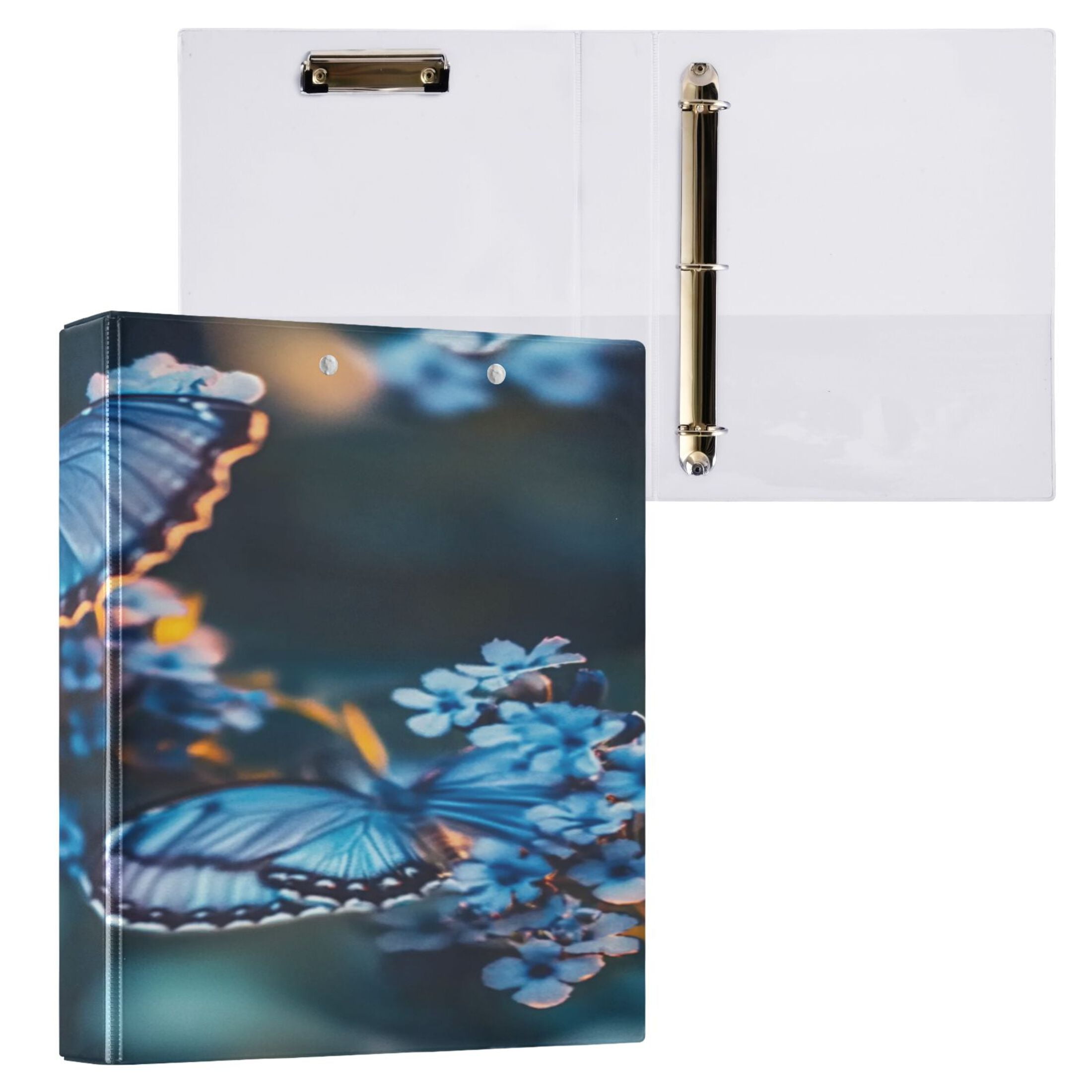 Beautiful Blue Butterfly 3 Ring Hardcover Binders 1.5in Round Rings for ...