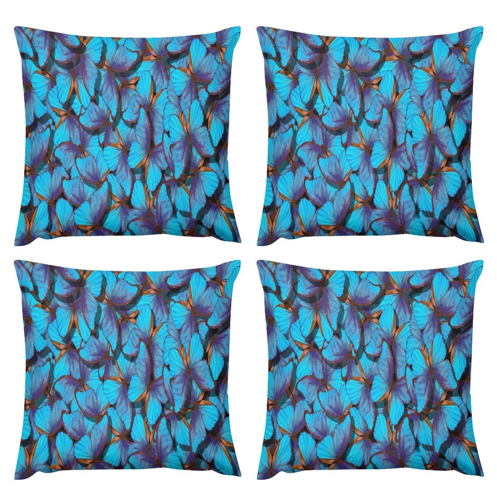 Beautiful Blue Different Butterflys 4 Pcs Cushion Covers Sofa Cushion ...