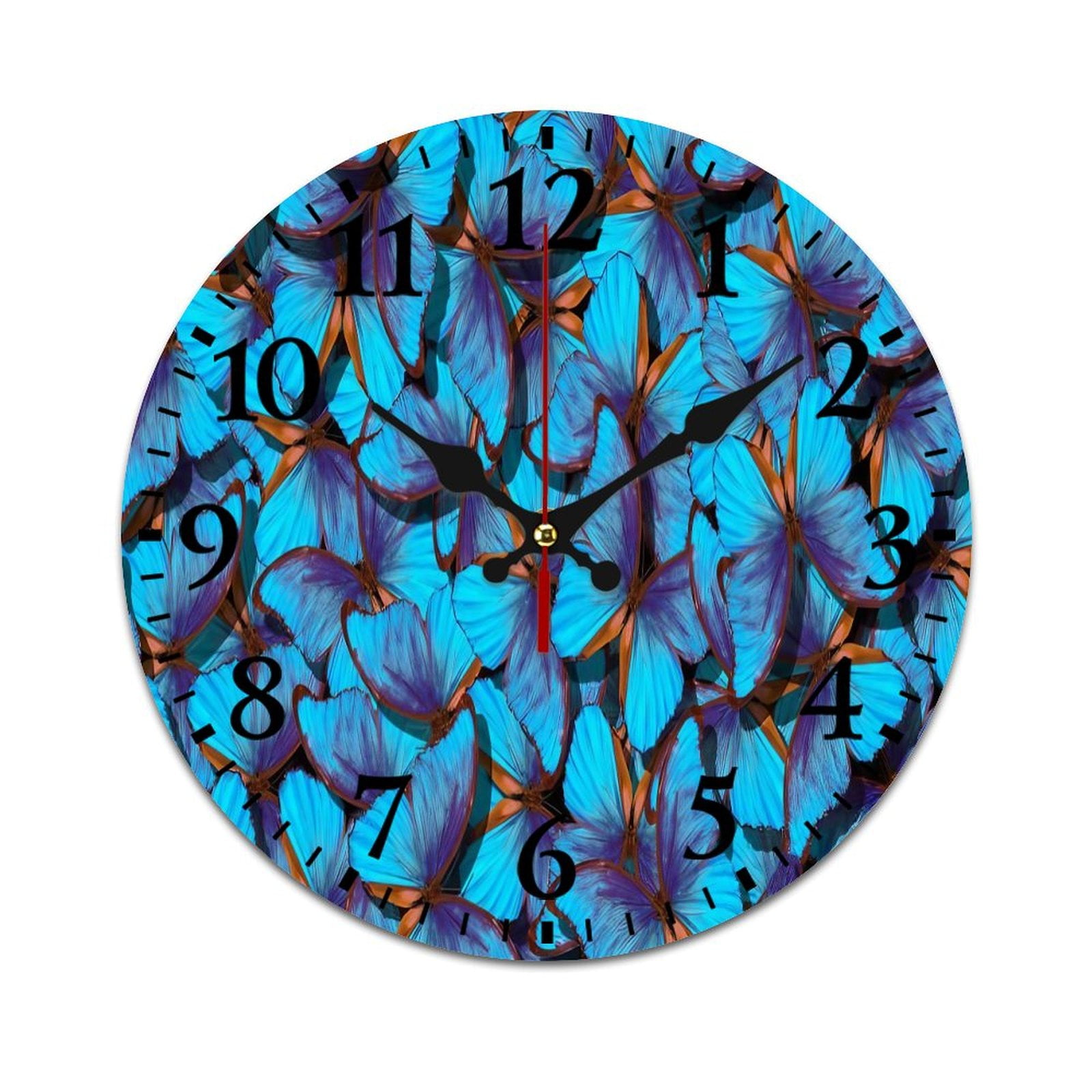 Beautiful Blue Different Butterflys Wall Clock Modern Design Clocks ...