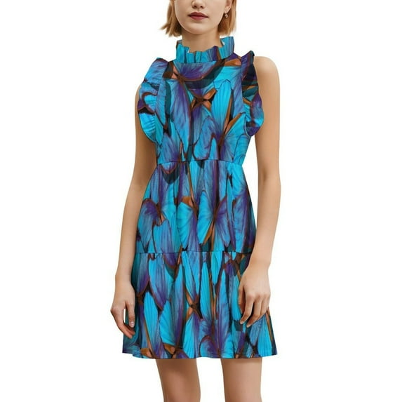 Beautiful Blue Different Butterflys Women's Fashion Casual Dress Summer ...