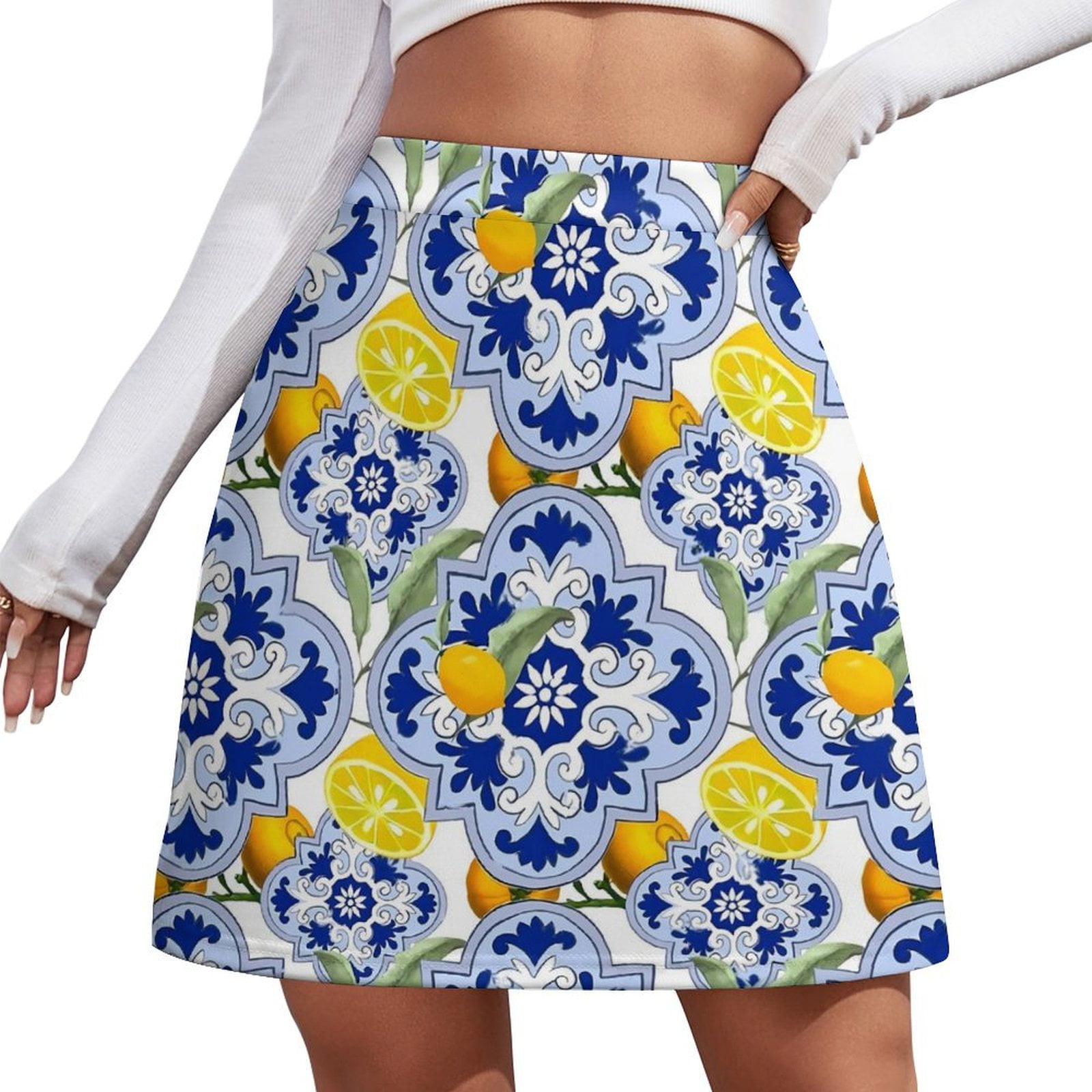 Beautiful Blue Flower Skirt Ladies Floral Print Mini Skirts Summer ...