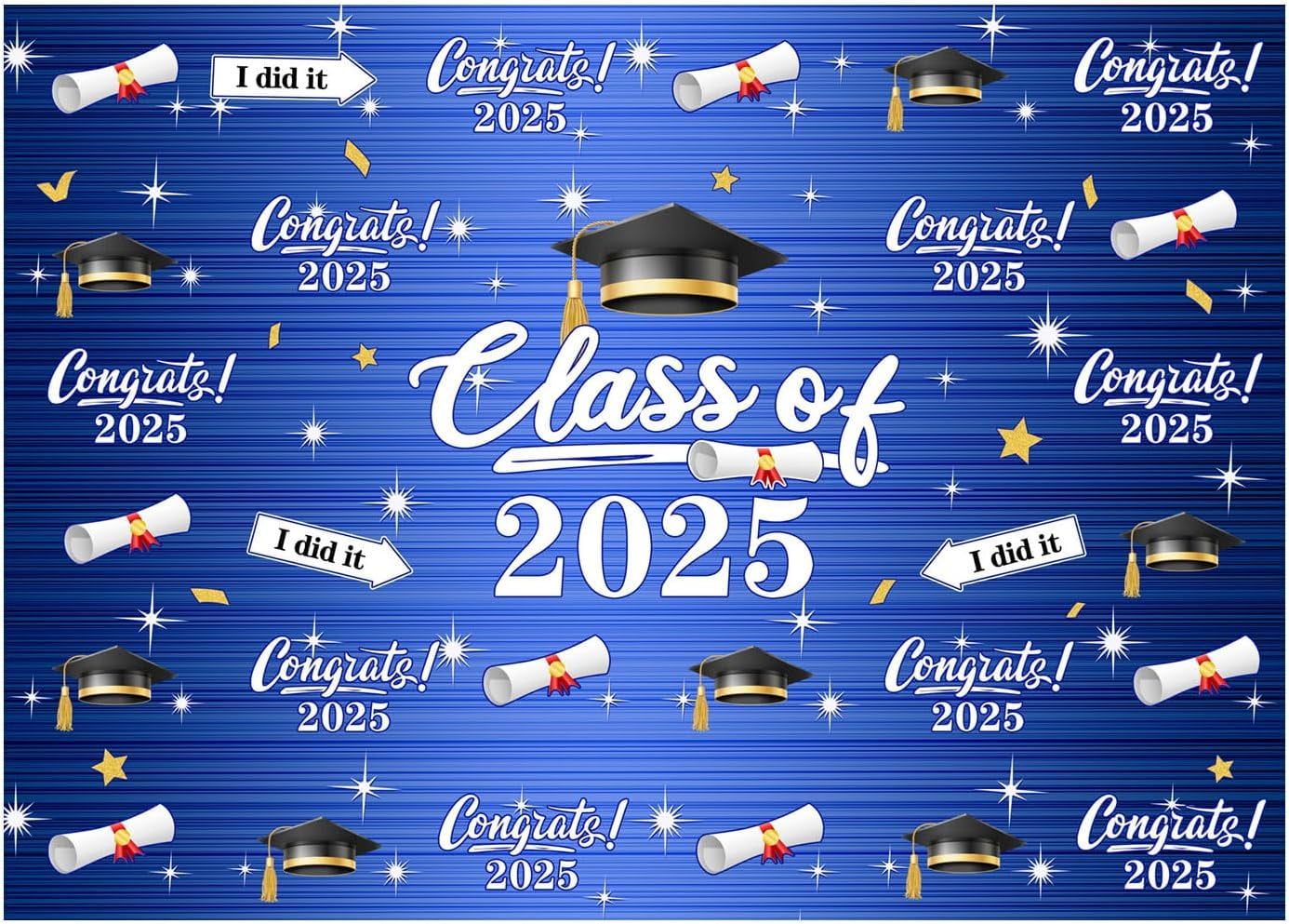 Beautiful Blue Graduation Backdrop Class of 2025, Graduation ...