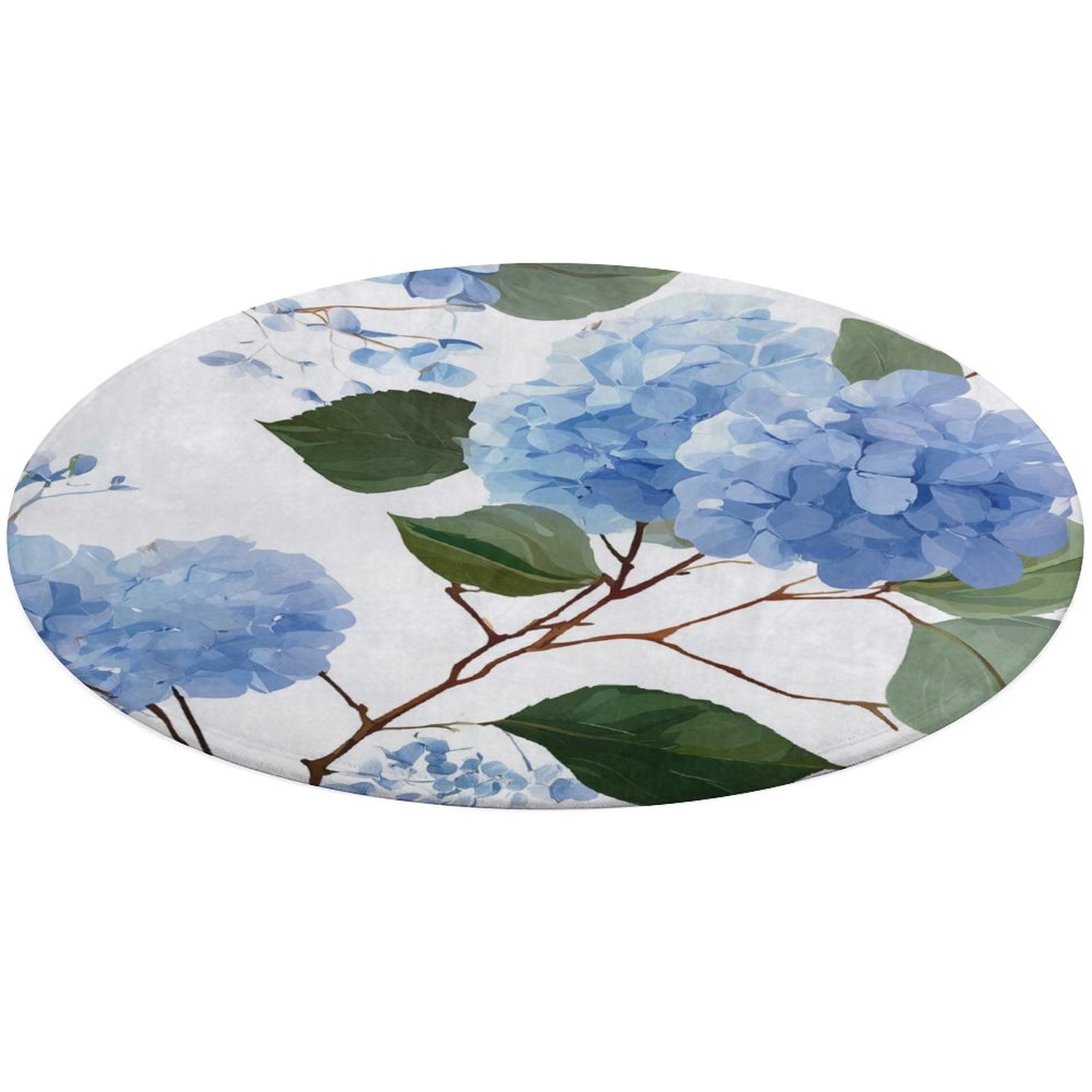 Beautiful Blue Hydrangea Floral Pattern Round Carpet Living Room Carpet ...