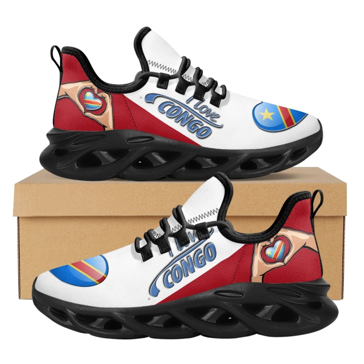 Beautiful Blue I Love Congo Women's Sneakers Jogging Fashion Round Toe ...