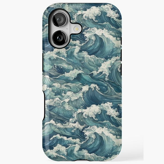 Beautiful Blue Ocean Wave Design Compatible Phone Case for iPhone 11-17 ...