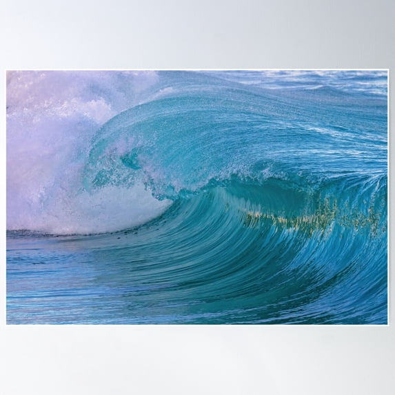 Beautiful Blue Ocean Wave Poster Wall Art, Modern Wall Decor For Living ...