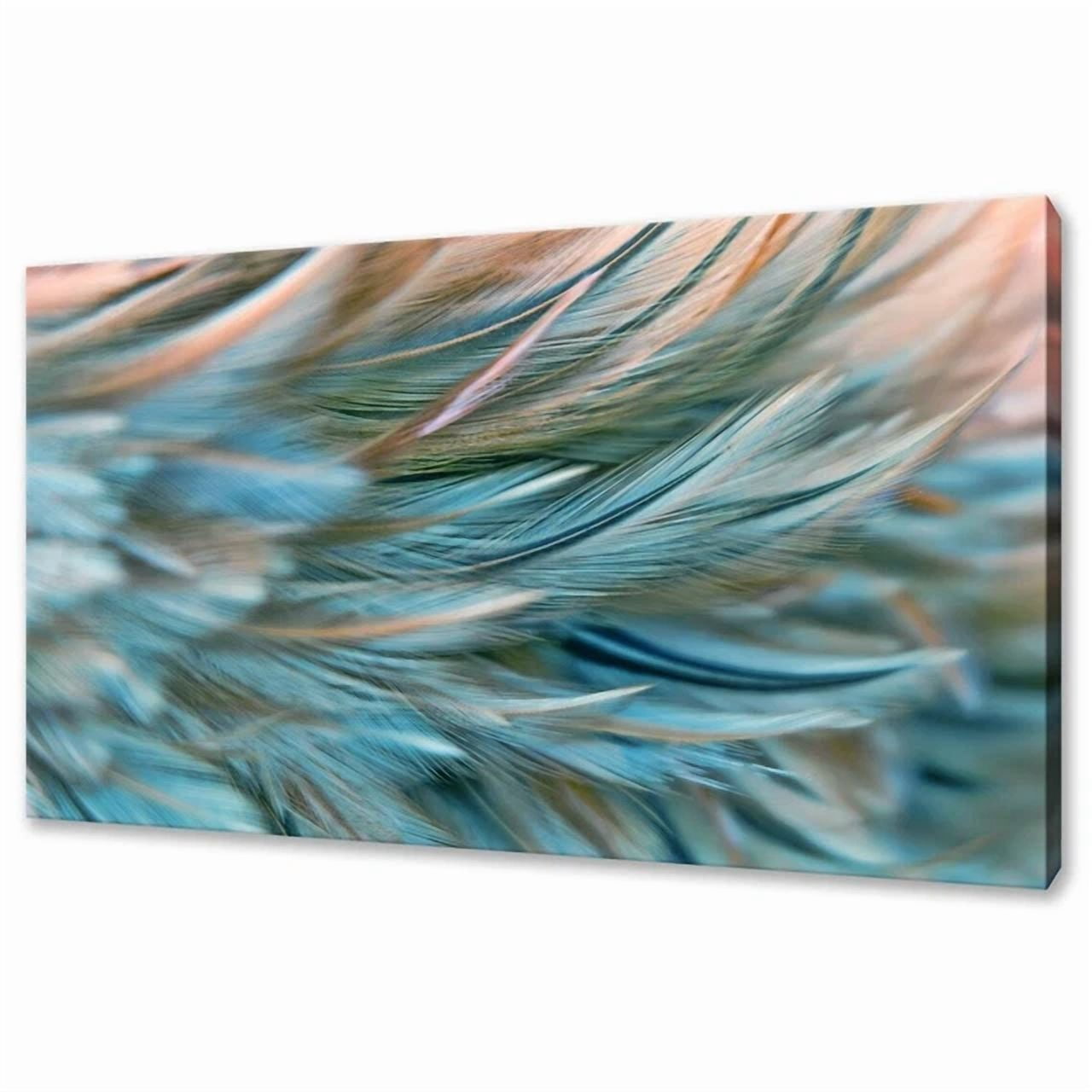 Beautiful Blue Teal Bird Feather Close Up Wall Art Home Decor Vintage ...