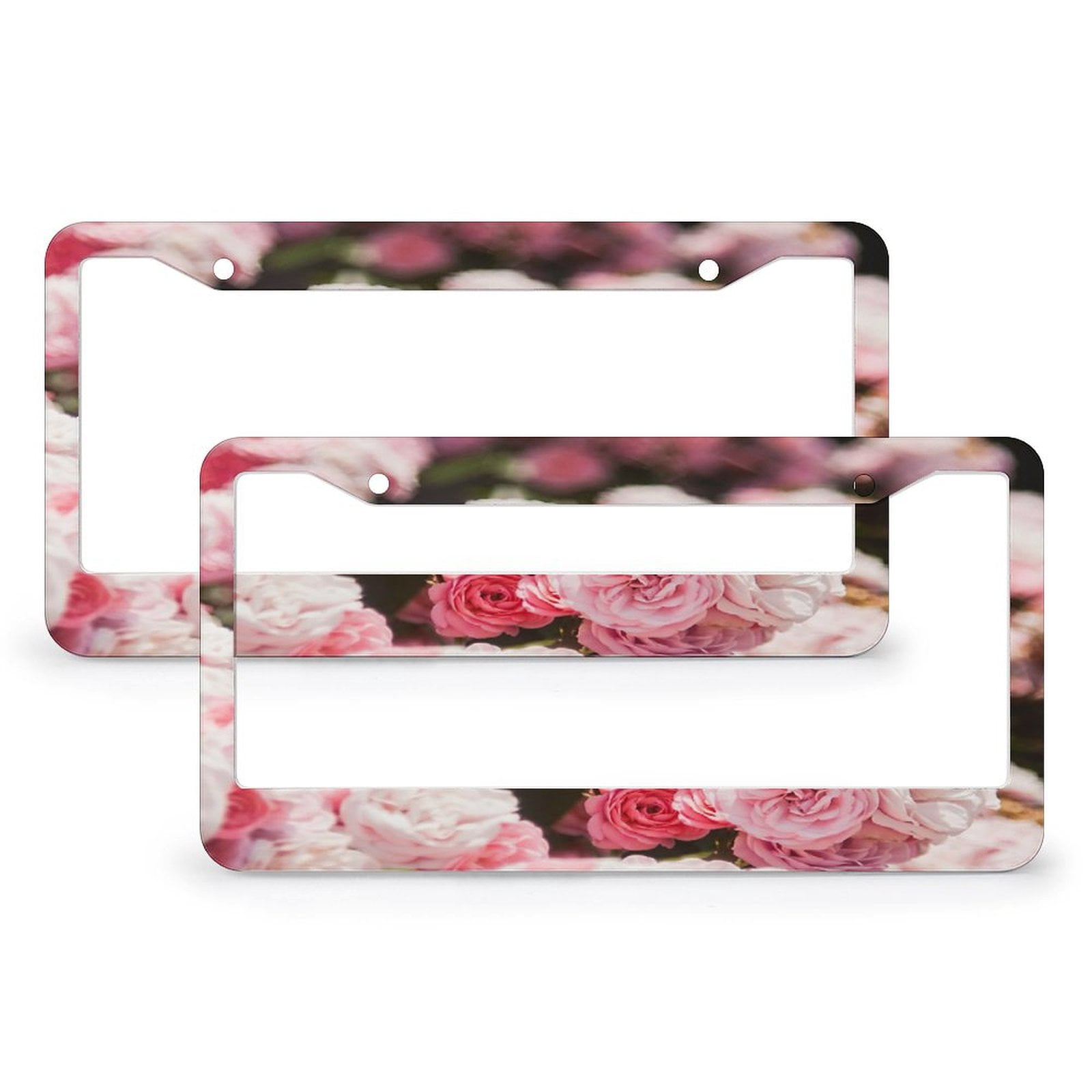 Beautiful Blush Pink Flowers License Plate Frame - 2 Pack Tags Frames ...