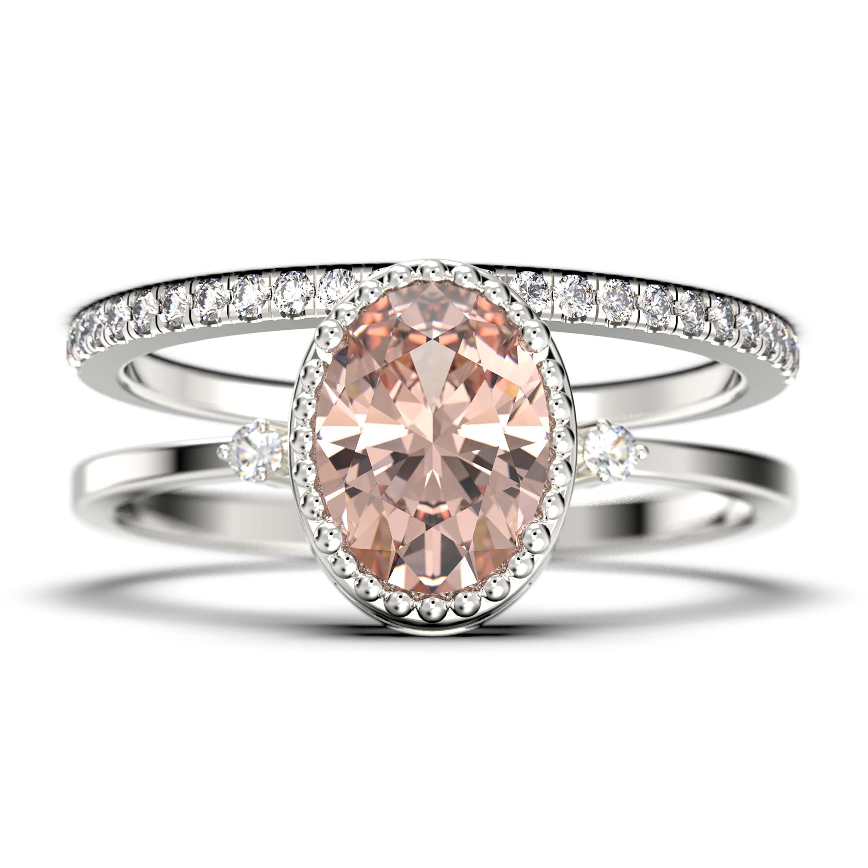 Beautiful Boho And hippie 1.85 Carat Oval Cut Morganite And Diamond ...