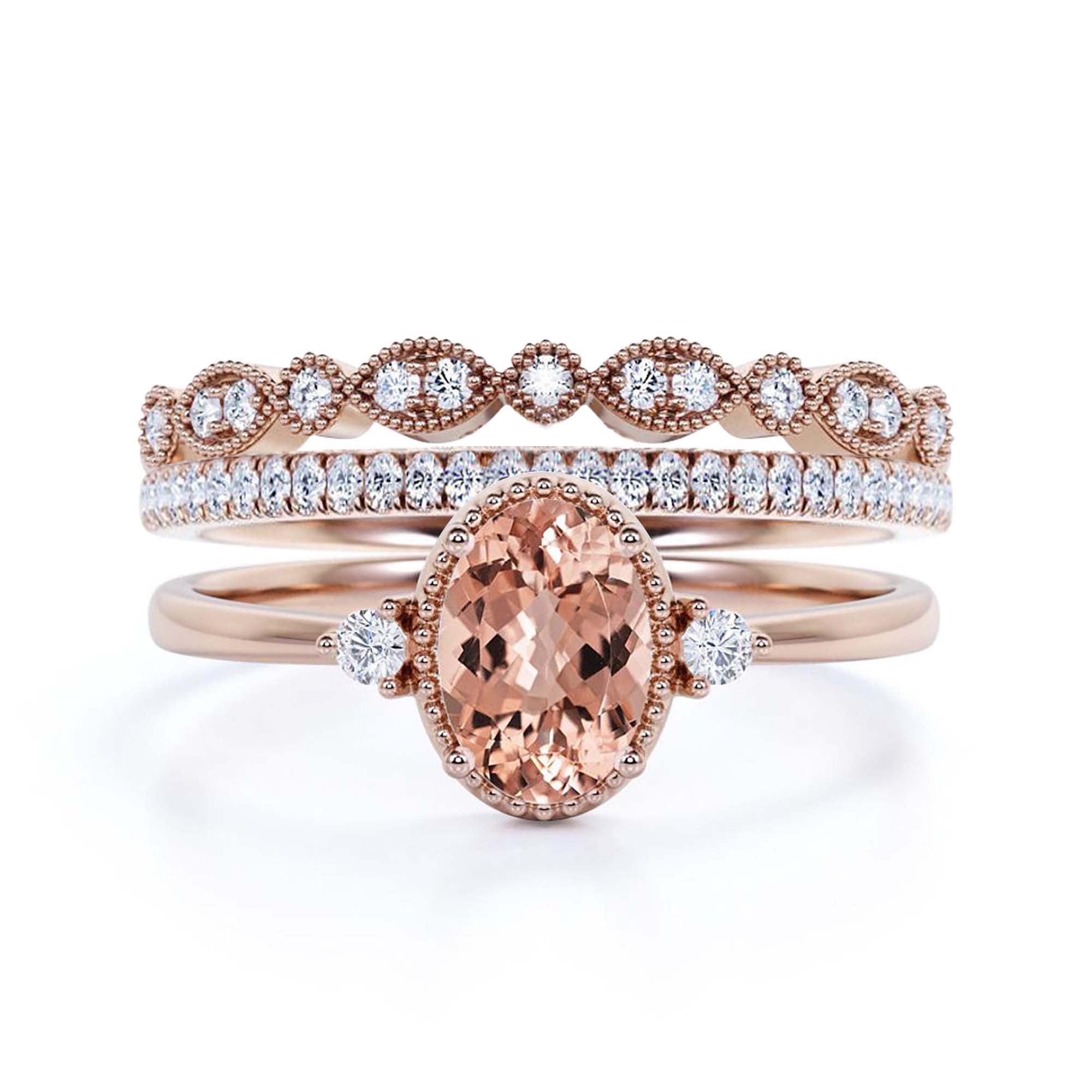 Beautiful Boho And hippie 2.35 Carat Oval Cut Morganite And Diamond ...