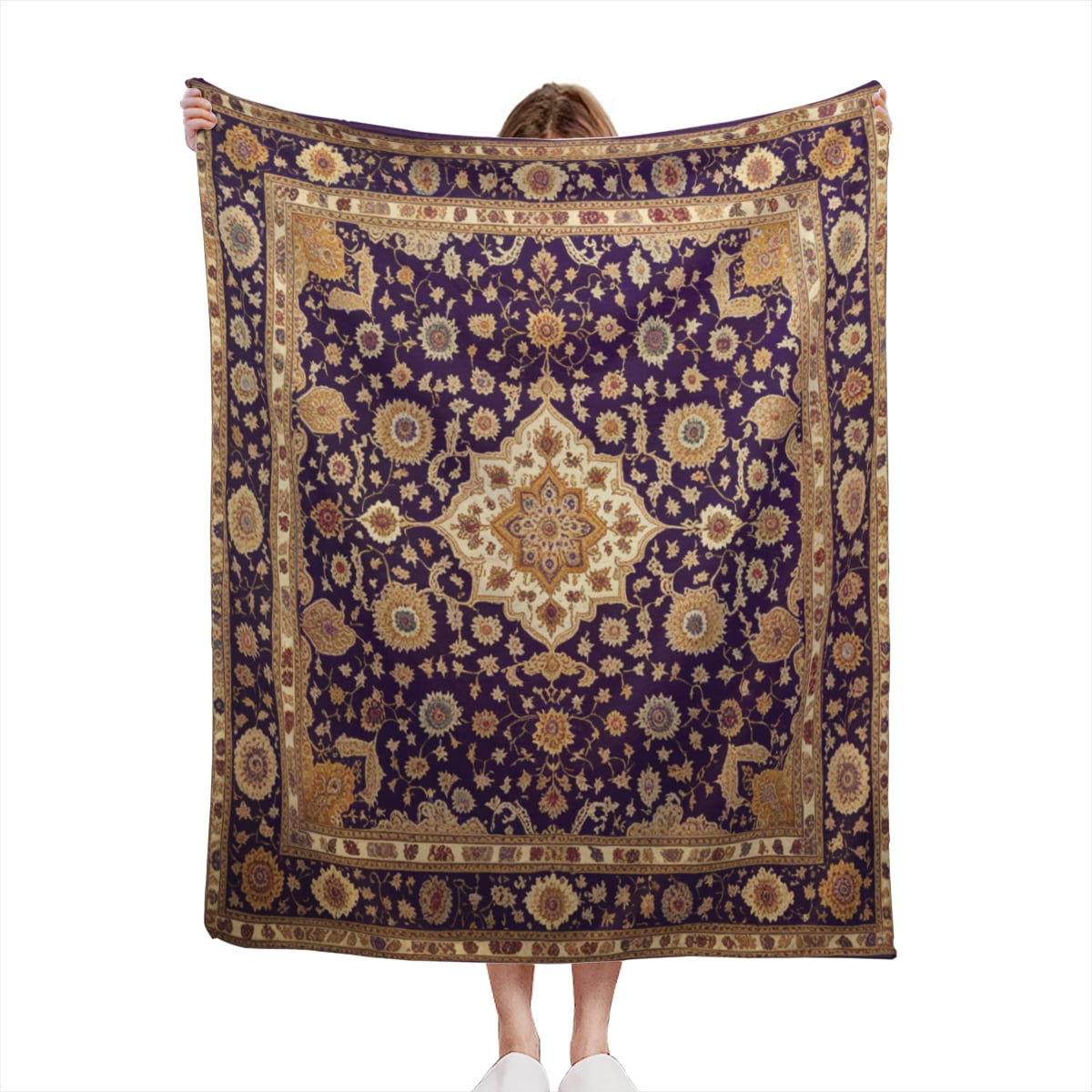 Beautiful Boho Rug Purple Gold Black Carpet Antique Style Oriental ...