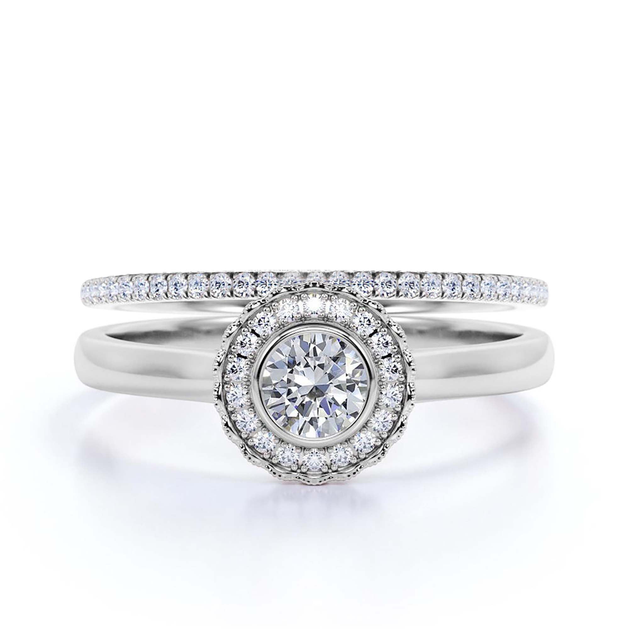 Beautiful Boho & hippie 1.60 Carat Round Cut Antique Diamond Moissanite Engagement Ring, Floral ...