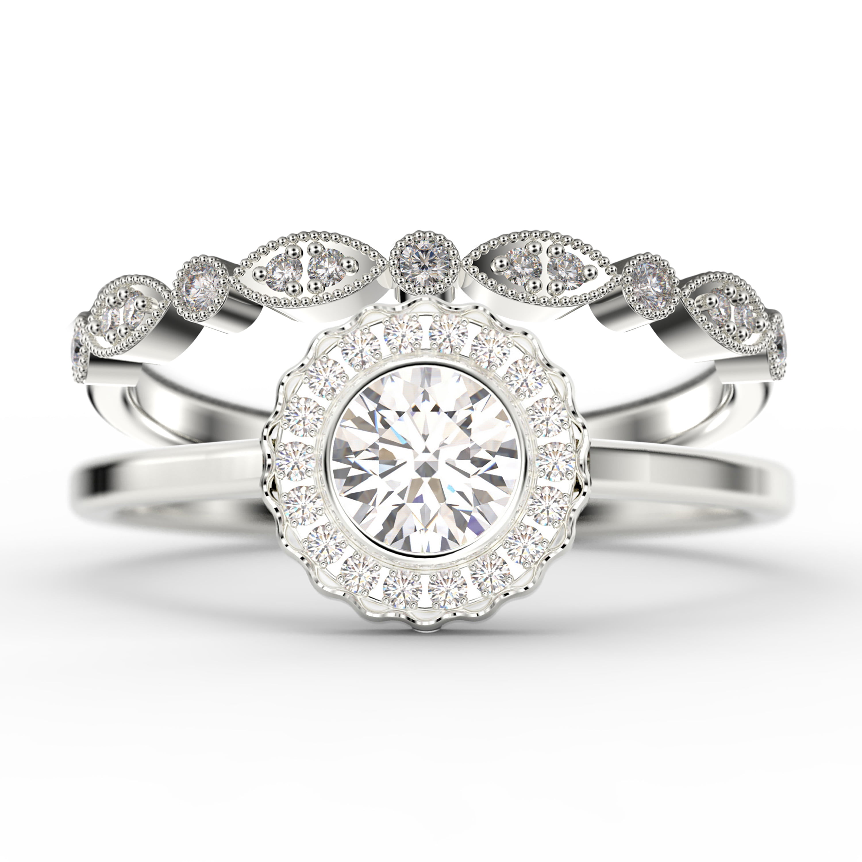 Beautiful Boho & hippie 1.60 Carat Round Cut Antique Diamond Moissanite Engagement Ring, Floral ...
