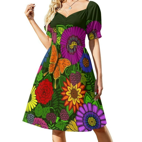 Beautiful Botanical Floral Art Sleeveless Dress elegant women's dresses ...