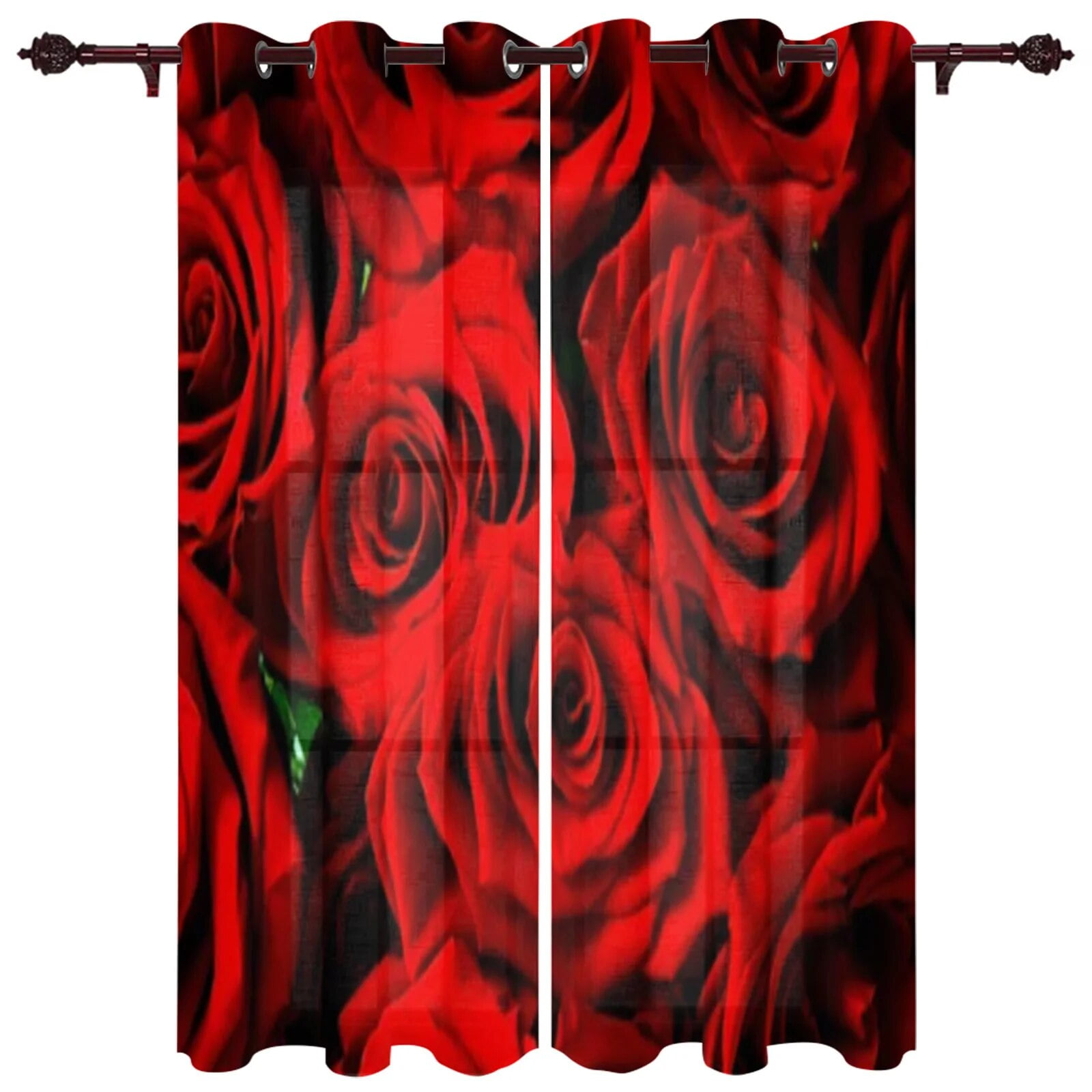 Beautiful Bouquet With Red Roses Window Curtains For Living Room Luxury ...