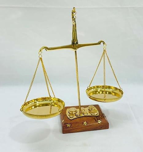 Beautiful Brass Weighing Scale Apothecary Balance Scales with Wooden ...
