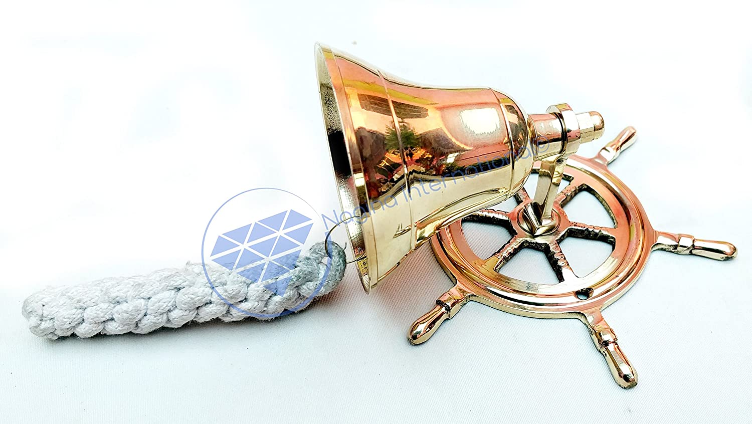 Beautiful Bright Nautical Brass Ship Wheel Bell | Maritime Sound ...