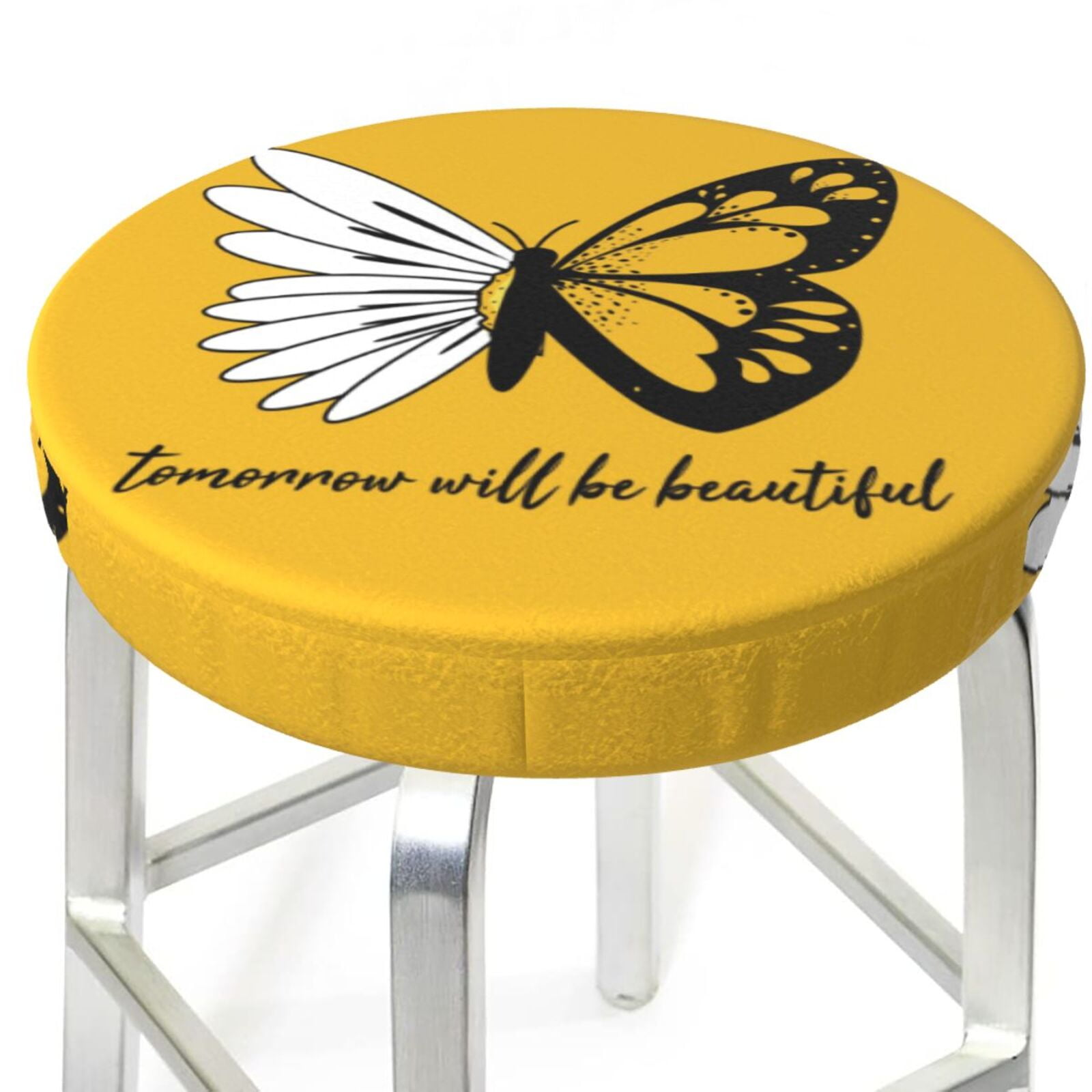 Beautiful Butterflies And Daisies Bar Stool Covers Round - Washable ...