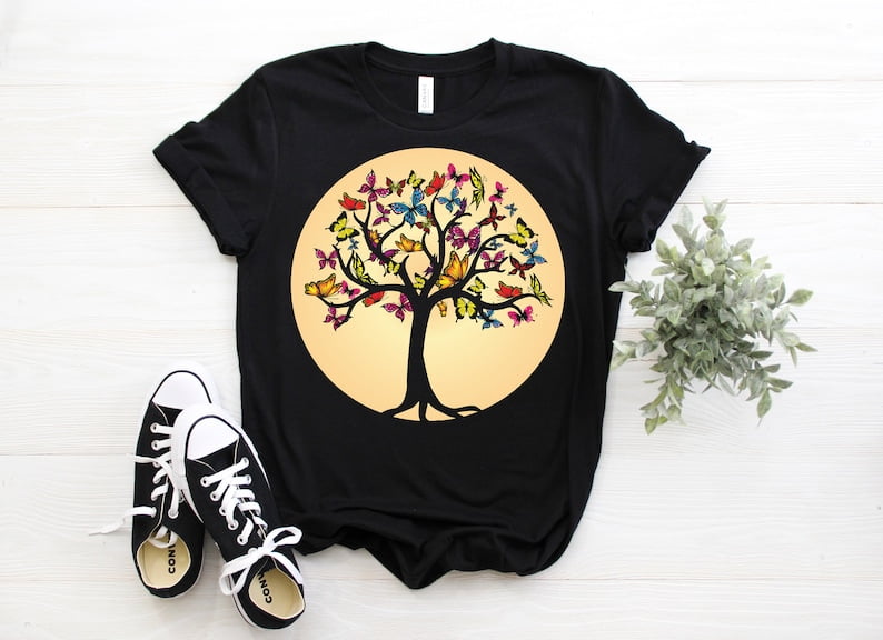 Beautiful Butterflies Butterfly Tree T-Shirt, Lepidopterology Unique ...