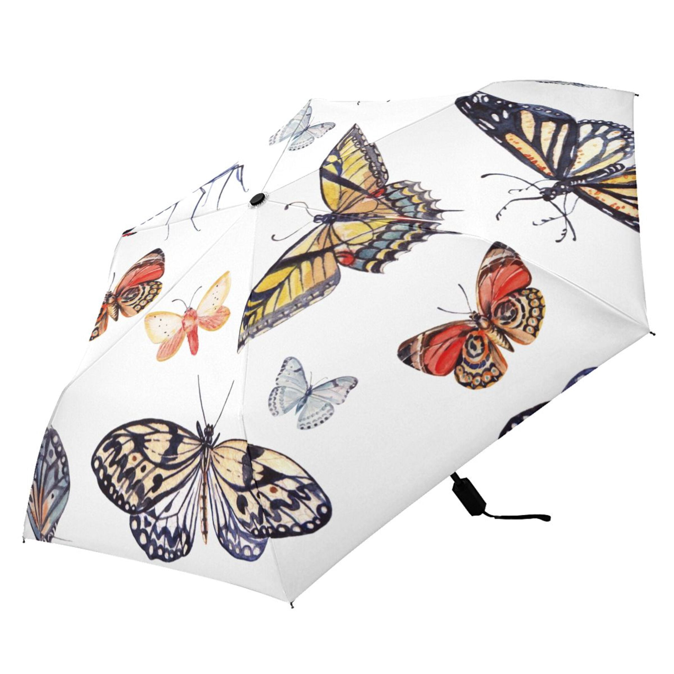 Beautiful Butterflies Compact Folding Umbrella for Rain Windproof ...