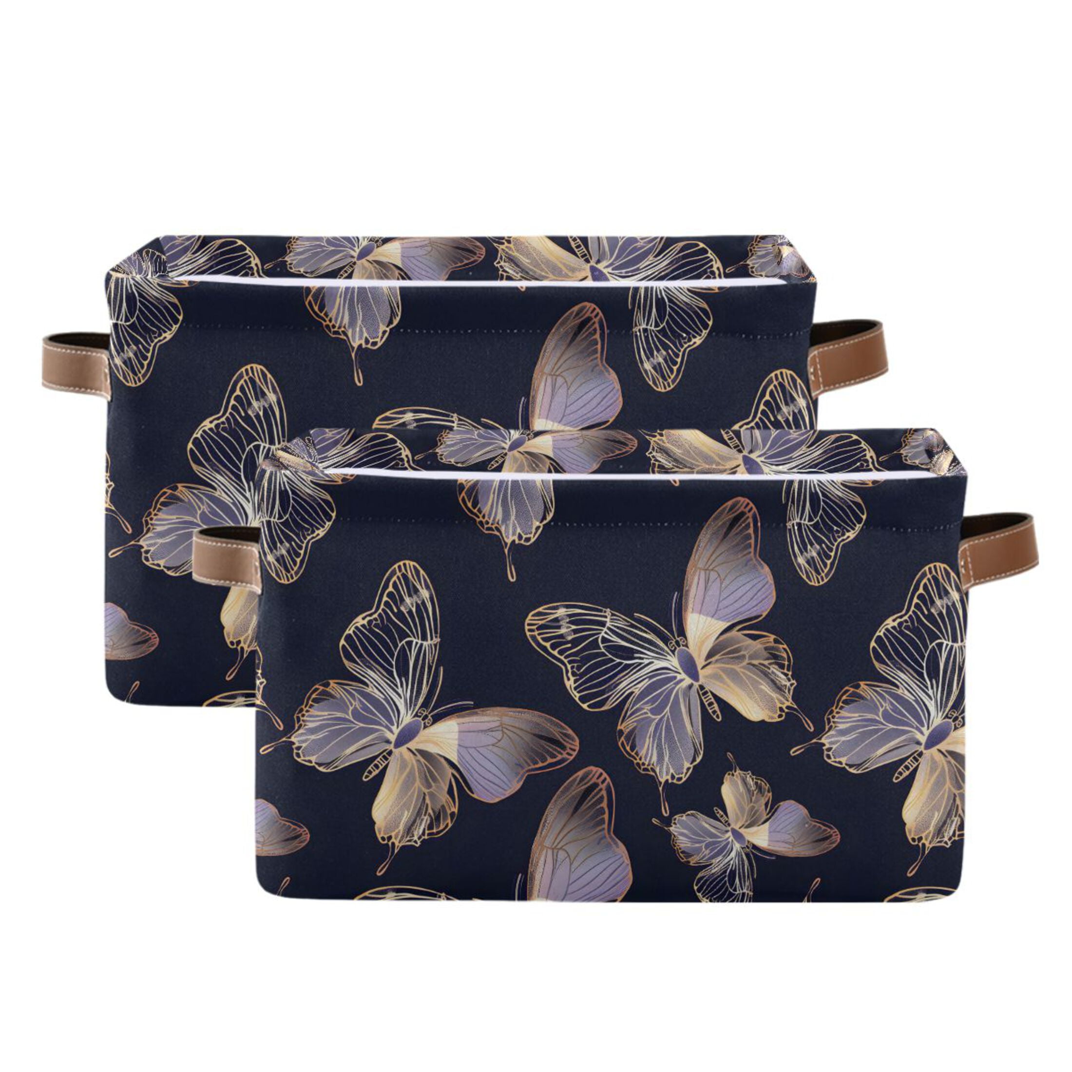 Beautiful Butterflies Silhouette Storage Bins with Handle Fabric ...