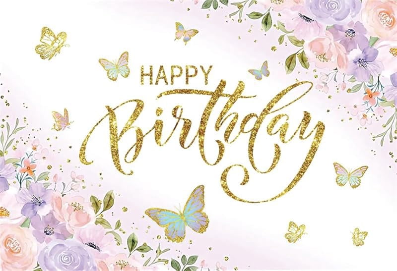 Beautiful Butterfly Birthday Backdrop Watercolor Butterfly Flowers ...