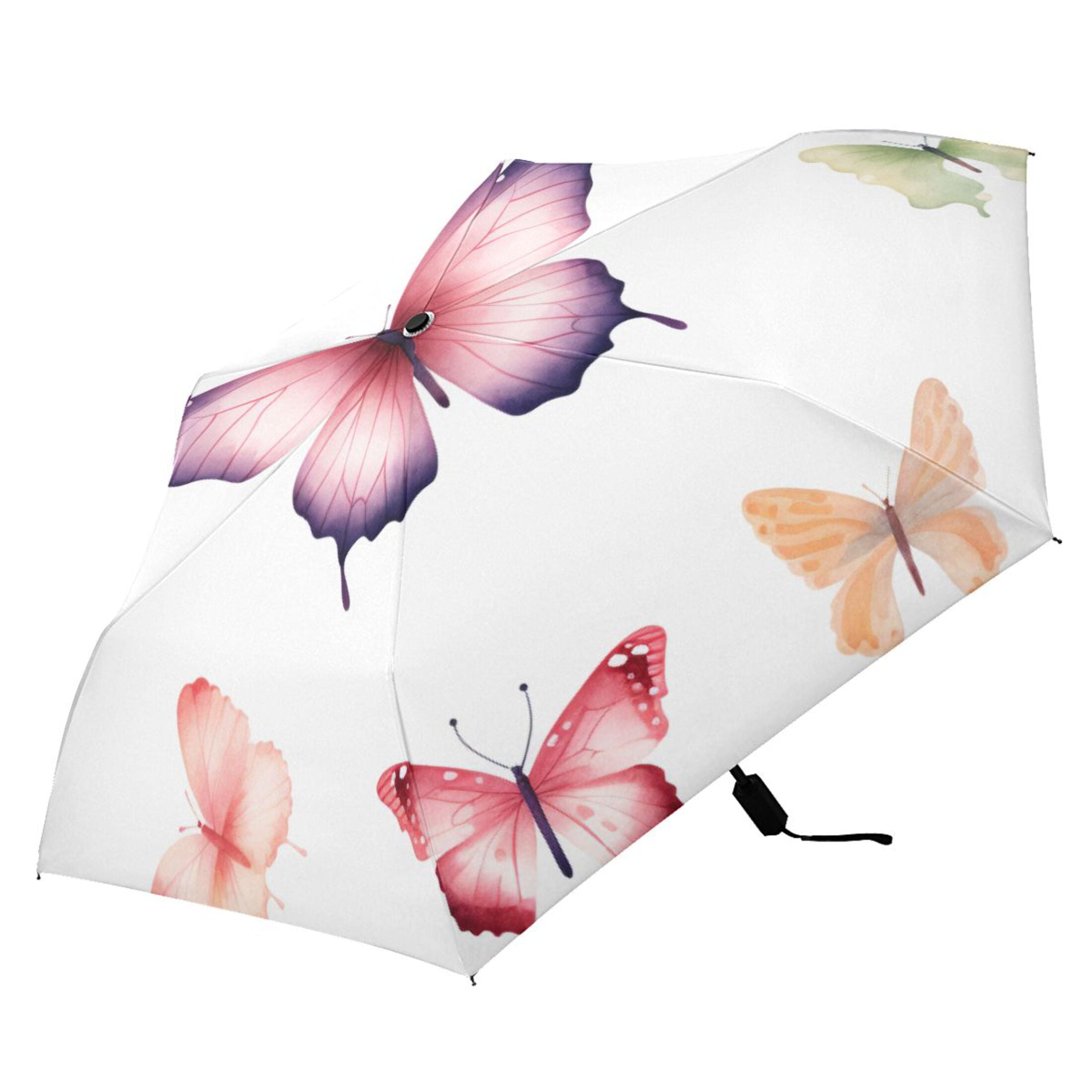 Beautiful Butterfly Compact Folding Umbrella for Rain Windproof Travel ...
