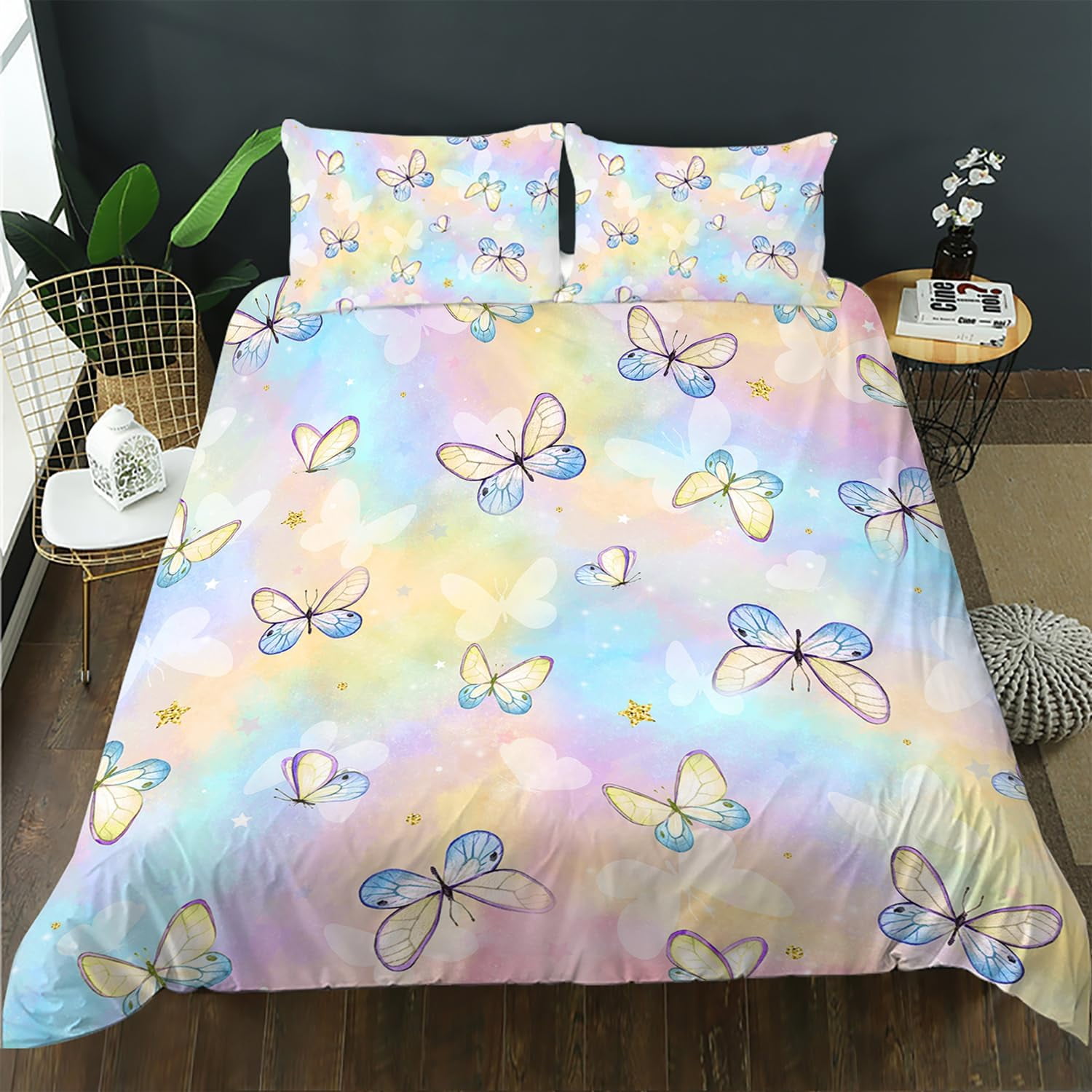 Beautiful Butterfly Duvet Cover Set, Colorful Butterflies Bedding Set ...