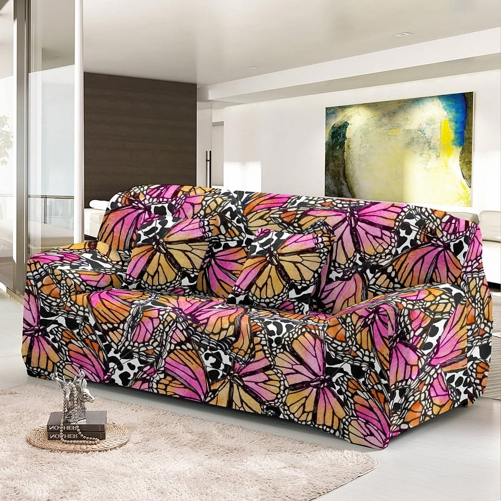 Beautiful Butterfly Elastic Sofa Cover For Living Room All-cover ...