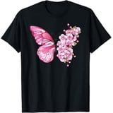 Beautiful Butterfly Flower Mix Design - Pink Japanese Cherry T-Shirt ...
