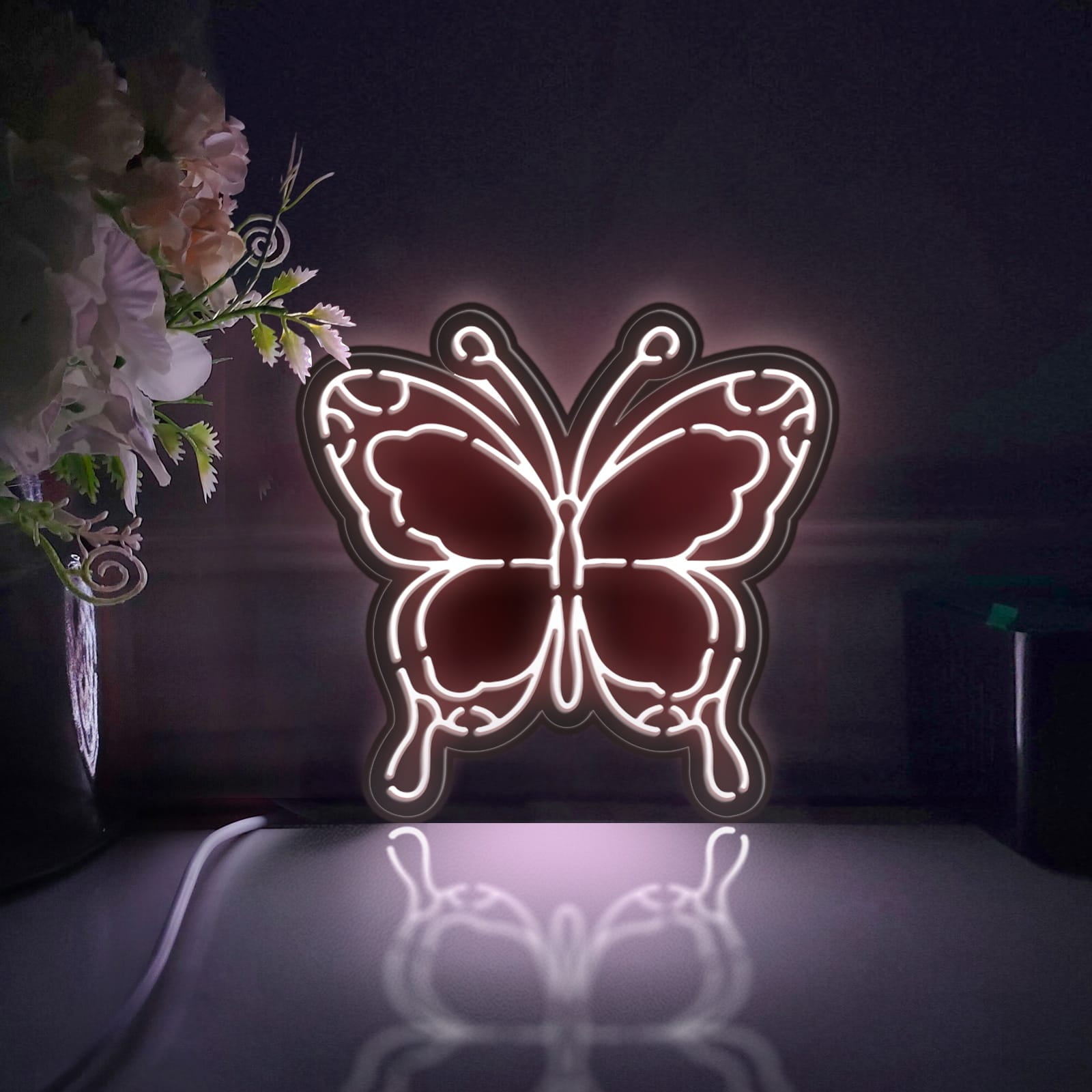 Beautiful Butterfly Led Light Box, Dimmable Neon-Like Light Signs USB ...
