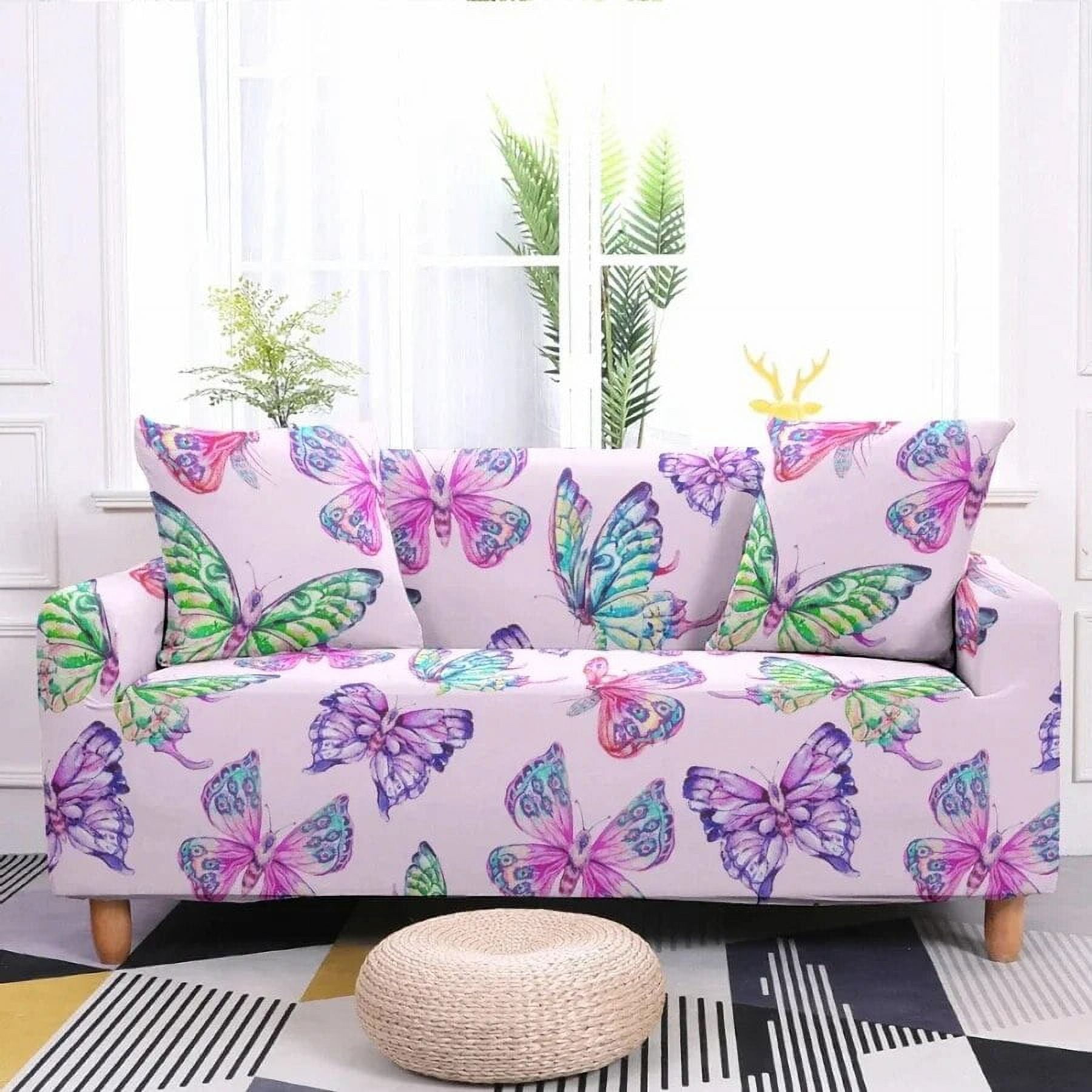 Beautiful Butterfly Pattern Sofa Cover Elastic Dustproof and Wrinkle ...