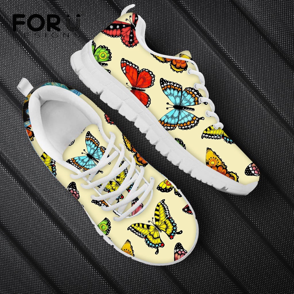Beautiful Butterfly Print Women Casual Flat Shoe Lightweight Sneaker ...