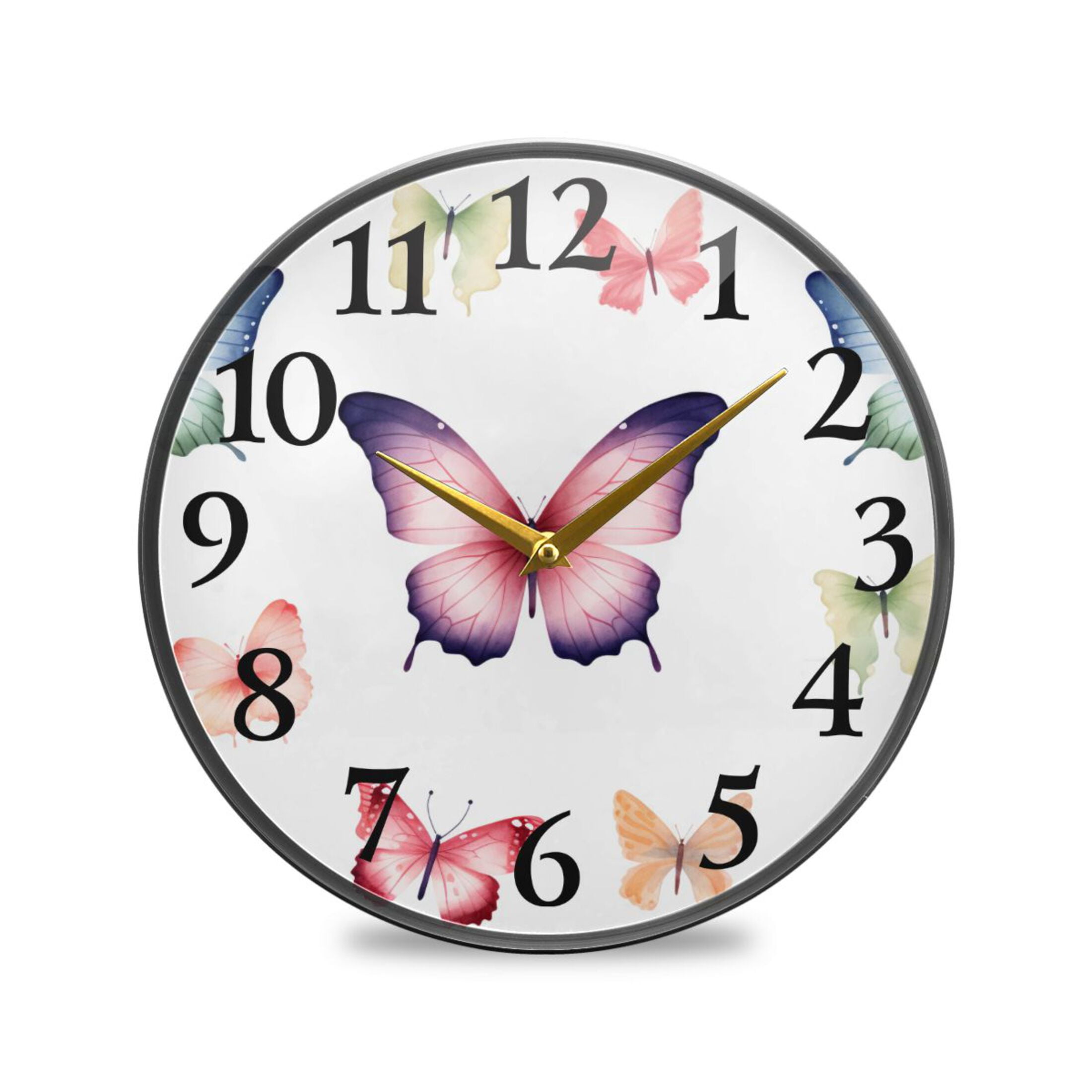 Beautiful Butterfly Wall Clocks Battery Operated 11.9 Inch Round Clock ...
