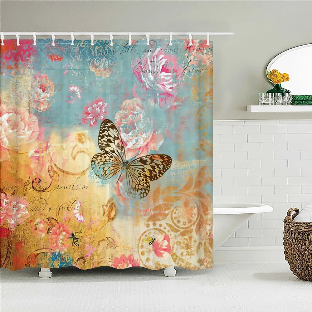 Beautiful Butterfly Waterproof Fabric Shower Curtains 3D Printing Bath ...
