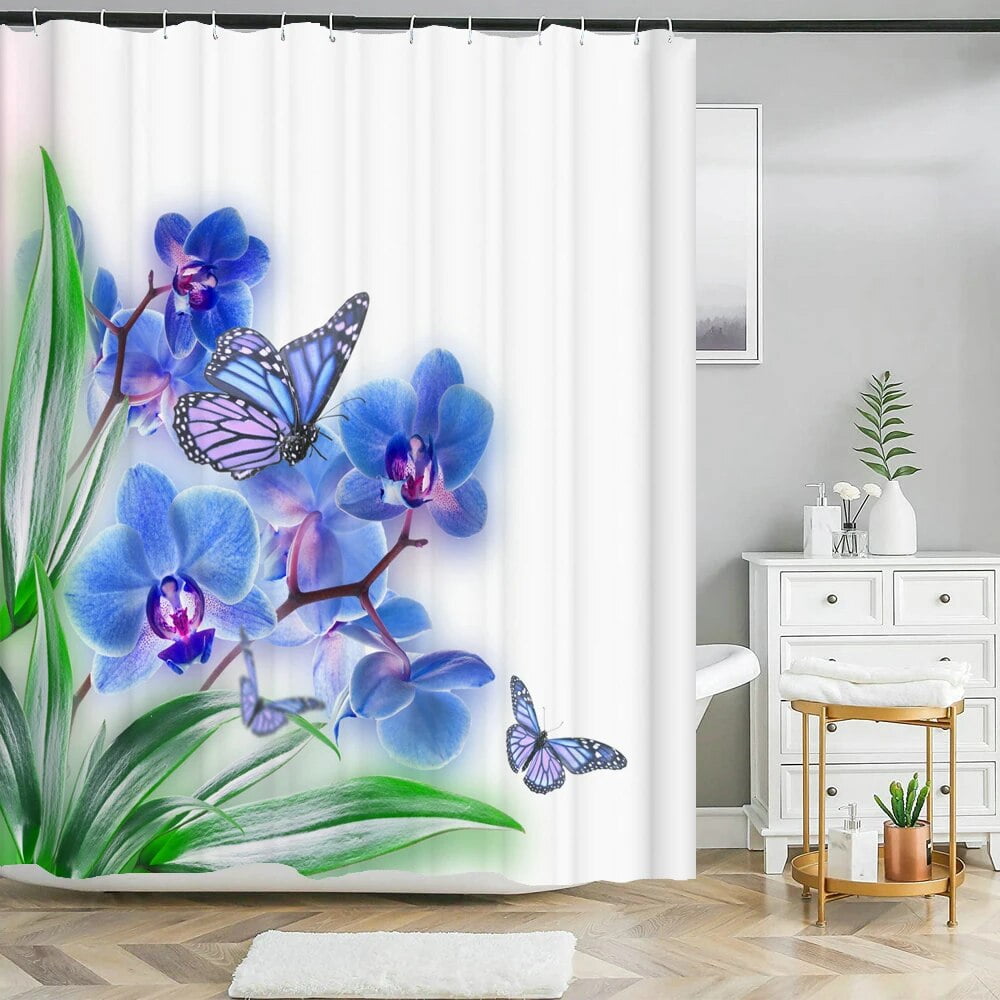Beautiful Butterfly Waterproof Fabric Shower Curtains 3D Printing Bath ...