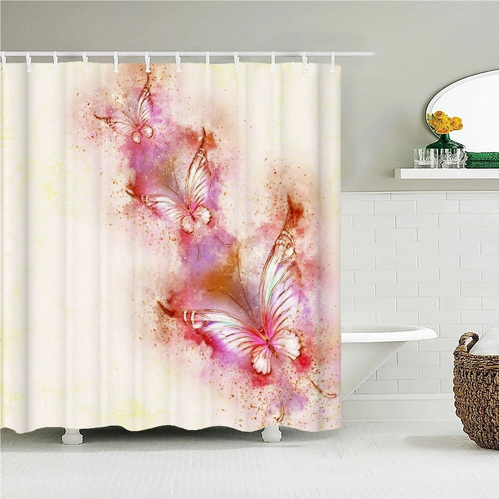 Beautiful Butterfly Waterproof Fabric Shower Curtains 3d Printing Bath