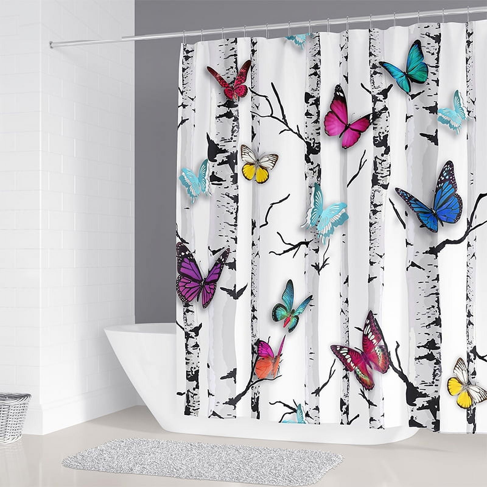 Beautiful Butterfly Waterproof Fabric Shower Curtains 3D Printing Bath ...