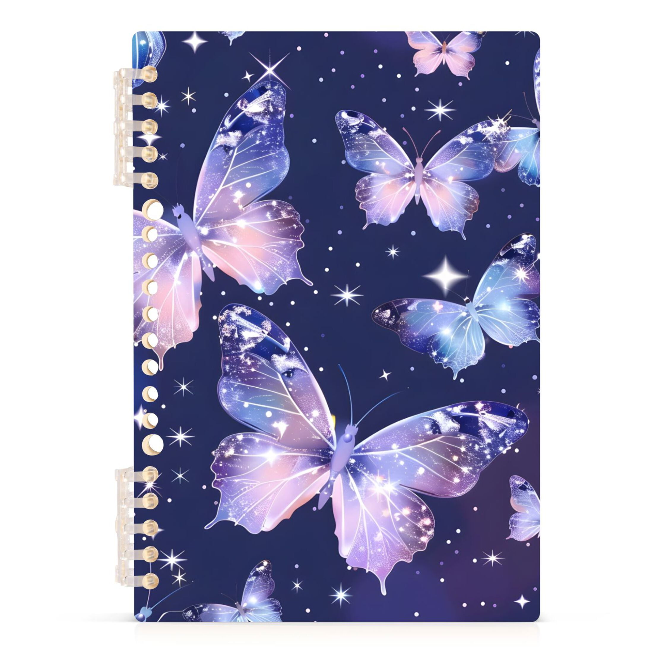 Beautiful Butterfly with Shiny Spiral Journal Notebook College Ruled ...