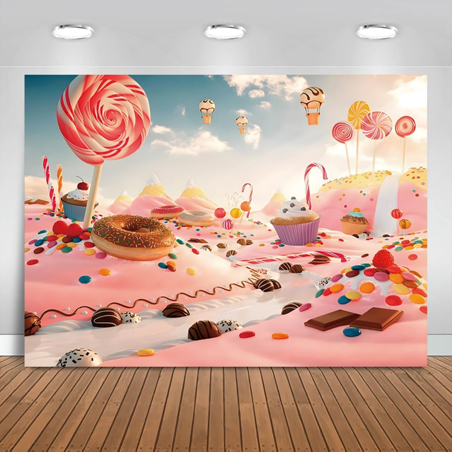 Beautiful Candyland Backdrop Sweetest Day Lollipop Donuts Candy Land ...