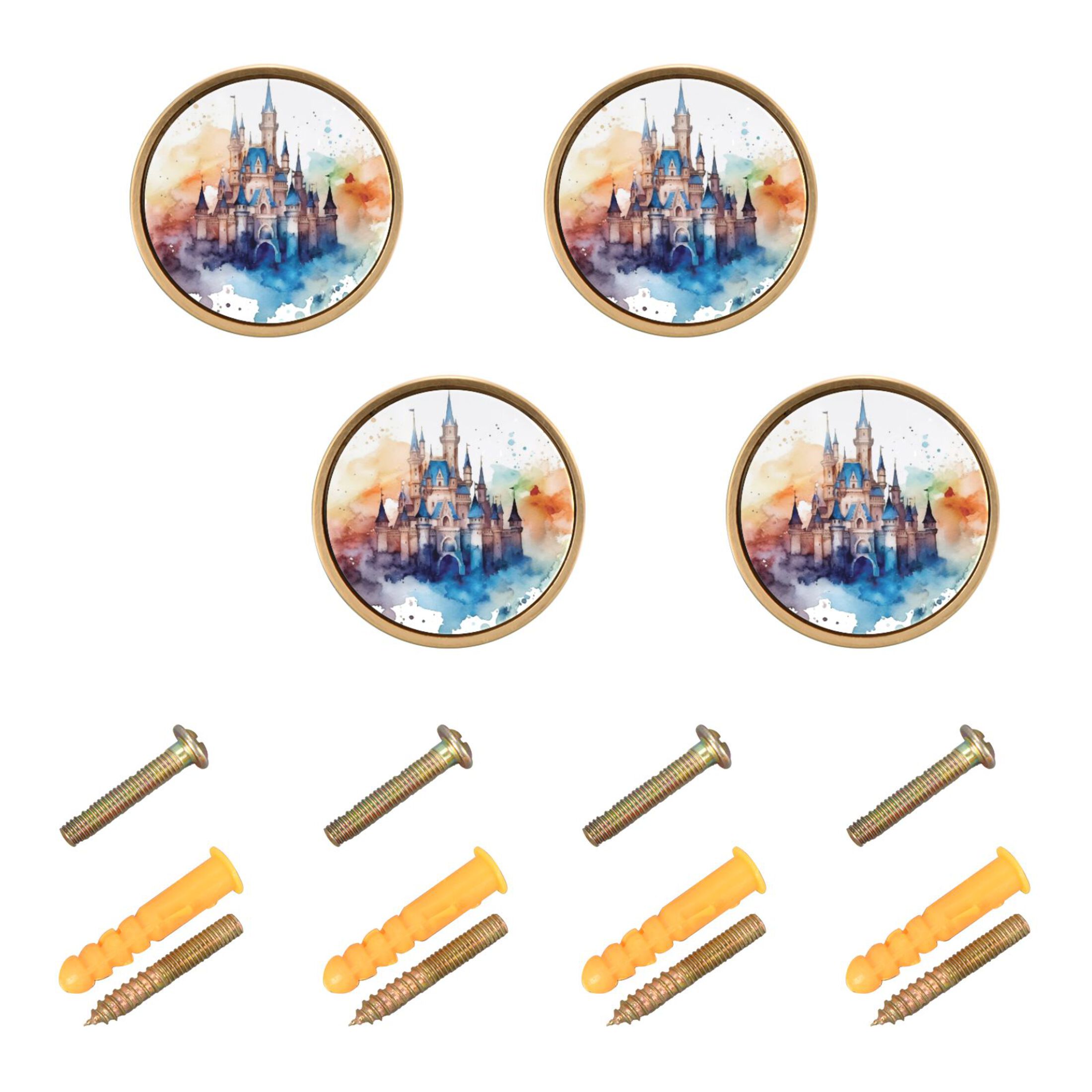 Beautiful Castle Watercolor Cabinet Knobs Kitchen Drawers Knobs Door ...