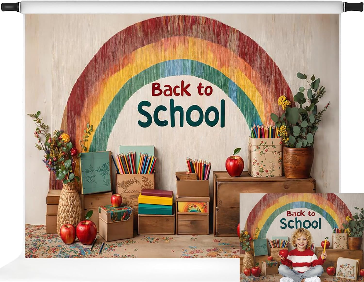 Beautiful Ceremonial Welcome Back to School Backdrop Cute Rainbow ...
