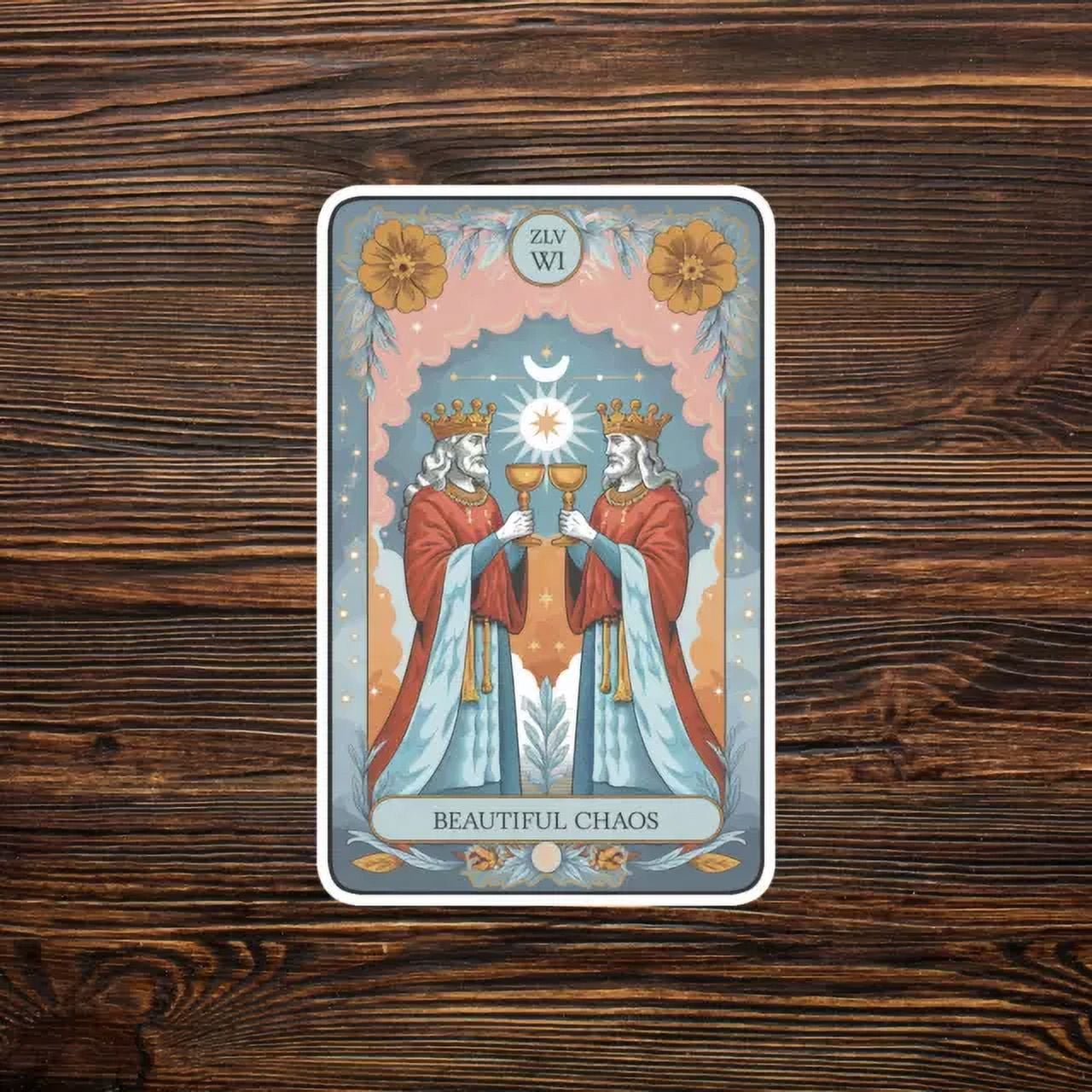 Beautiful Chaos Tarot Card Sticker - Mystical Kings Toasting ...