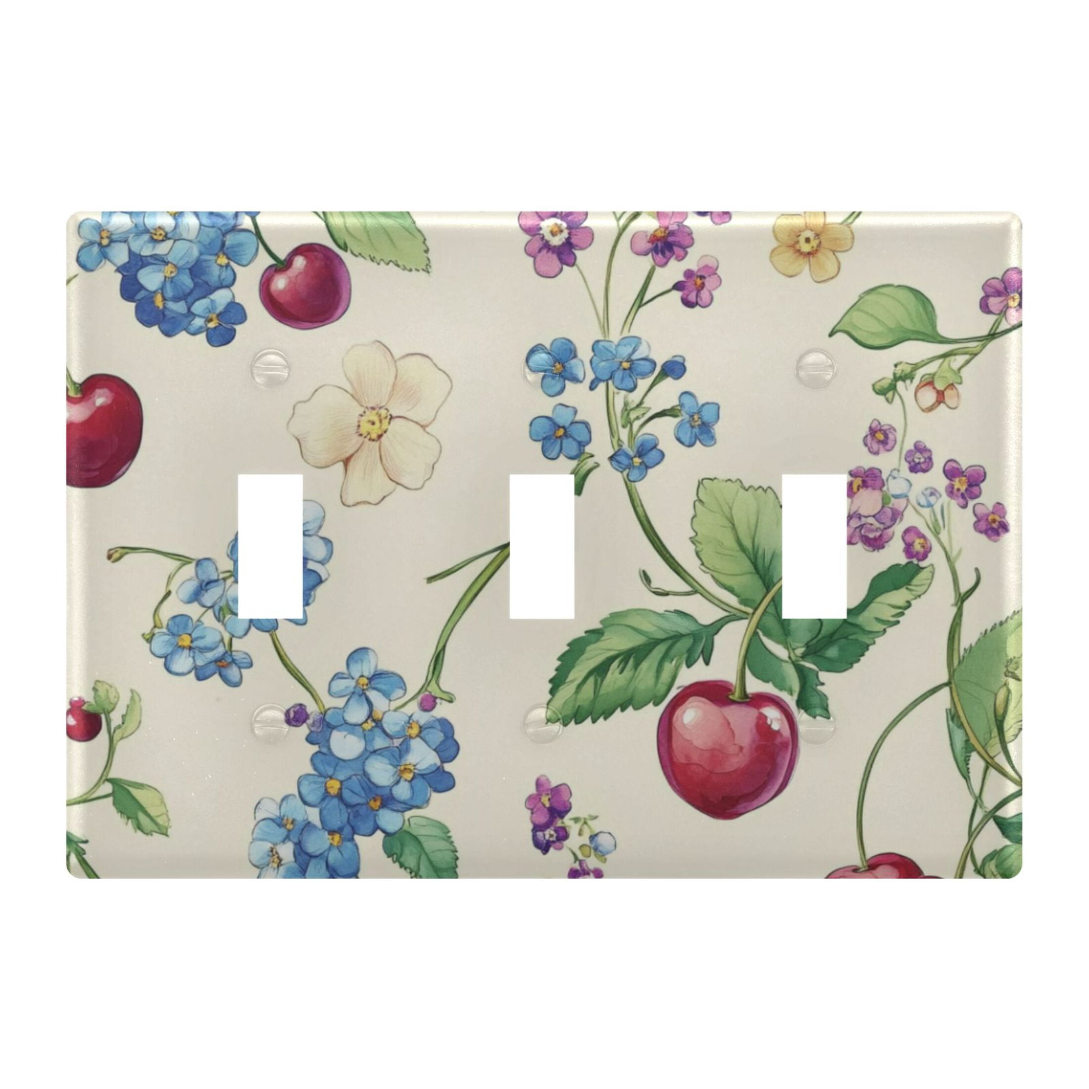 Beautiful Cherries and Leaves Light Switch Cover Decorative 3 Gang Wall ...