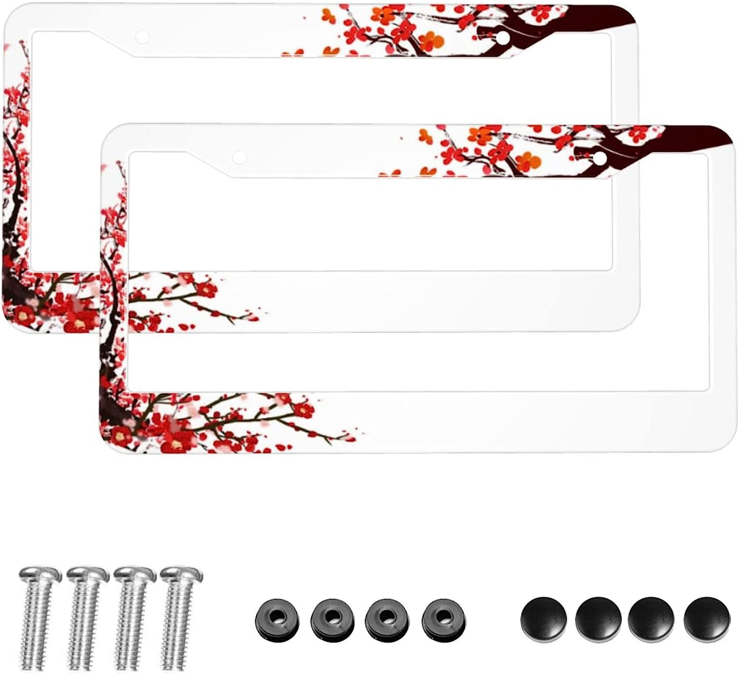 Beautiful Cherry Blossom License Plate Frames 2 Pcs Floral License ...